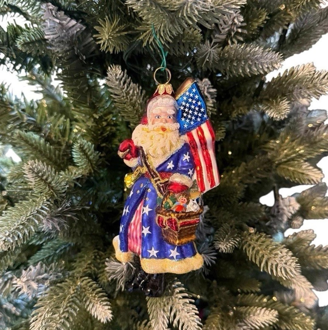 Kurt Adler Polonaise Patriotic “ Santa American “ Flag Red White Blue ...