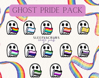 Simple Ghost Emotes PRIDE SET Twitch Discord Youtube Flag LGBTQ Goth ...