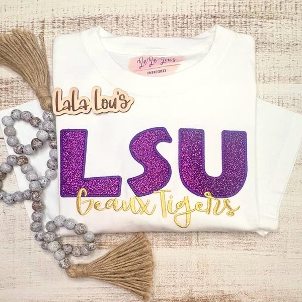 Lsu Embroidered T Shirt - Etsy