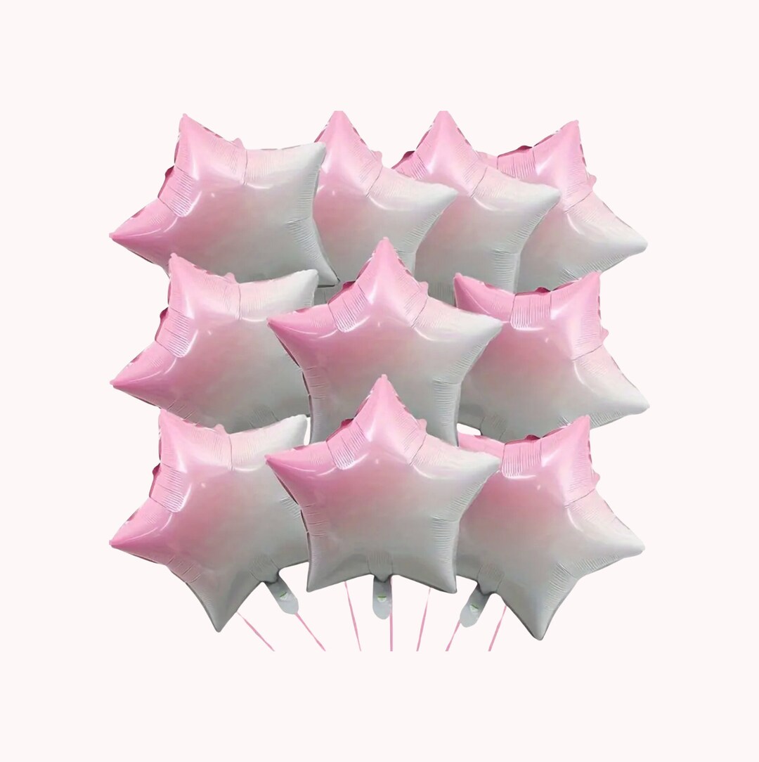 Pastel Pink Star Balloons - Foil Gradient Star Balloons - Perfect for ...
