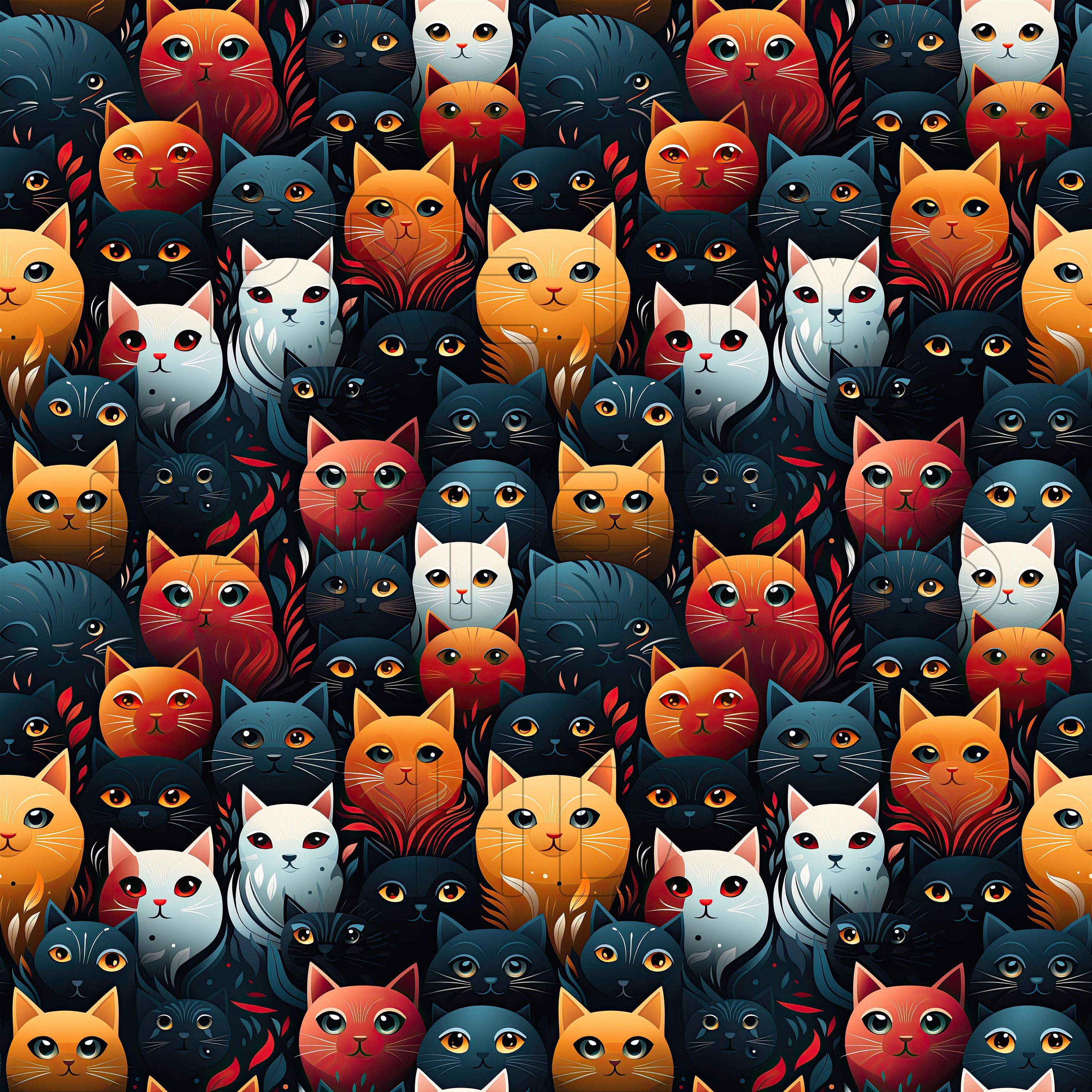 Cats #2 - 8 Printable Scrapbook Sheets - Seamless Tileable - Digital ...