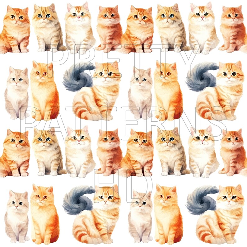 Cats 15 8 Printable Scrapbook Sheets Seamless Tileable Digital ...