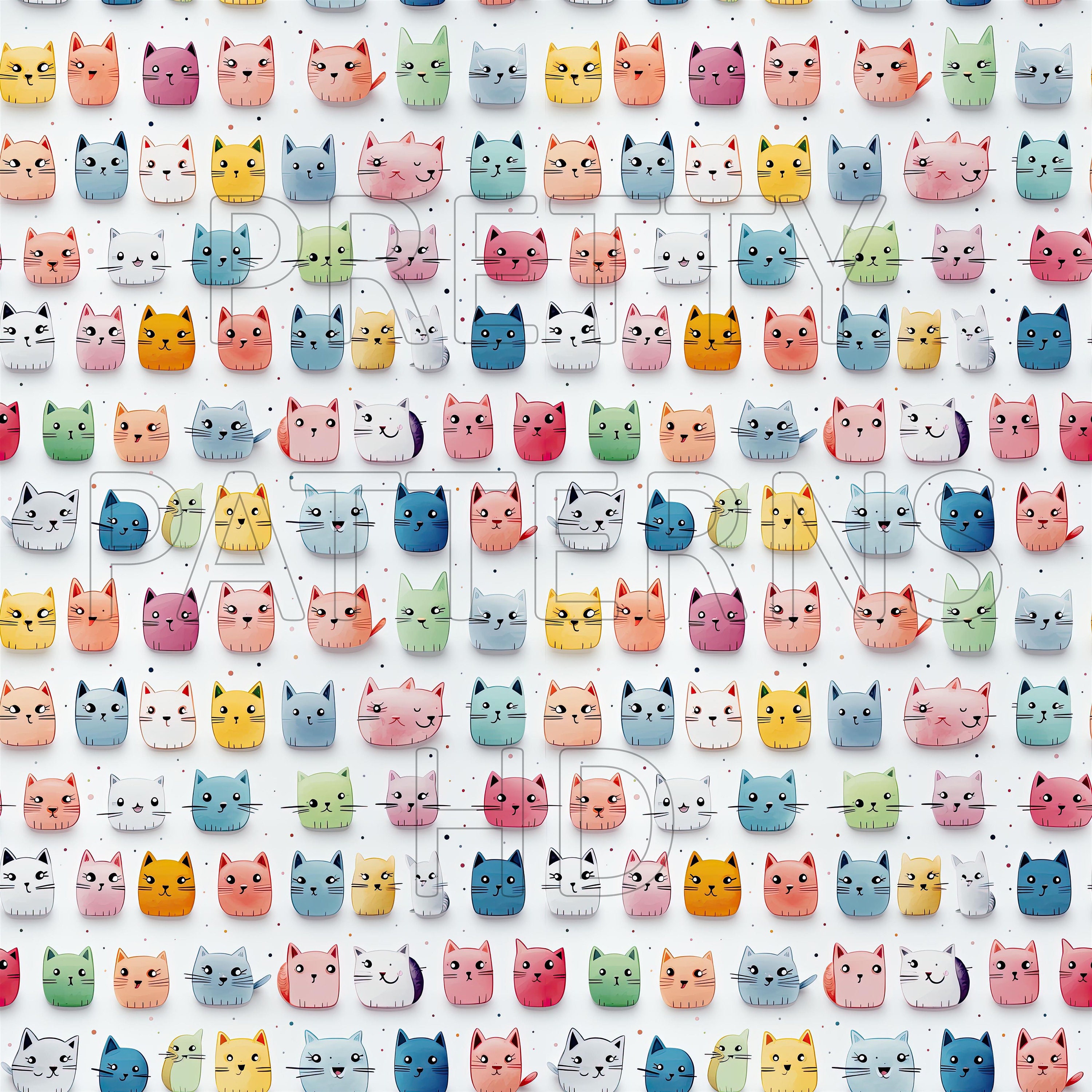 Cats #2 - 8 Printable Scrapbook Sheets - Seamless Tileable - Digital ...