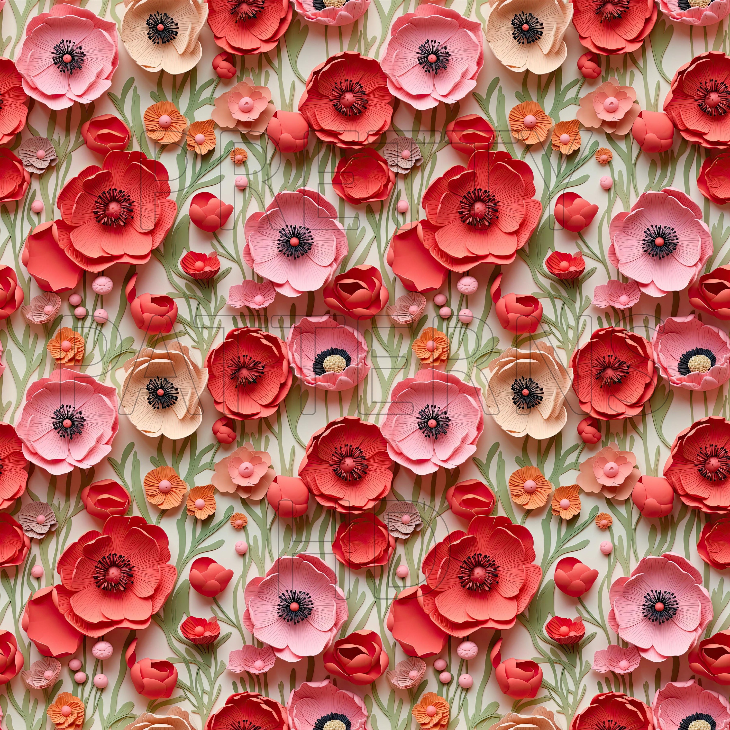 Sculpted Clay Poppy 1 Set of 8 Printable Scrapbook Sheets - Etsy