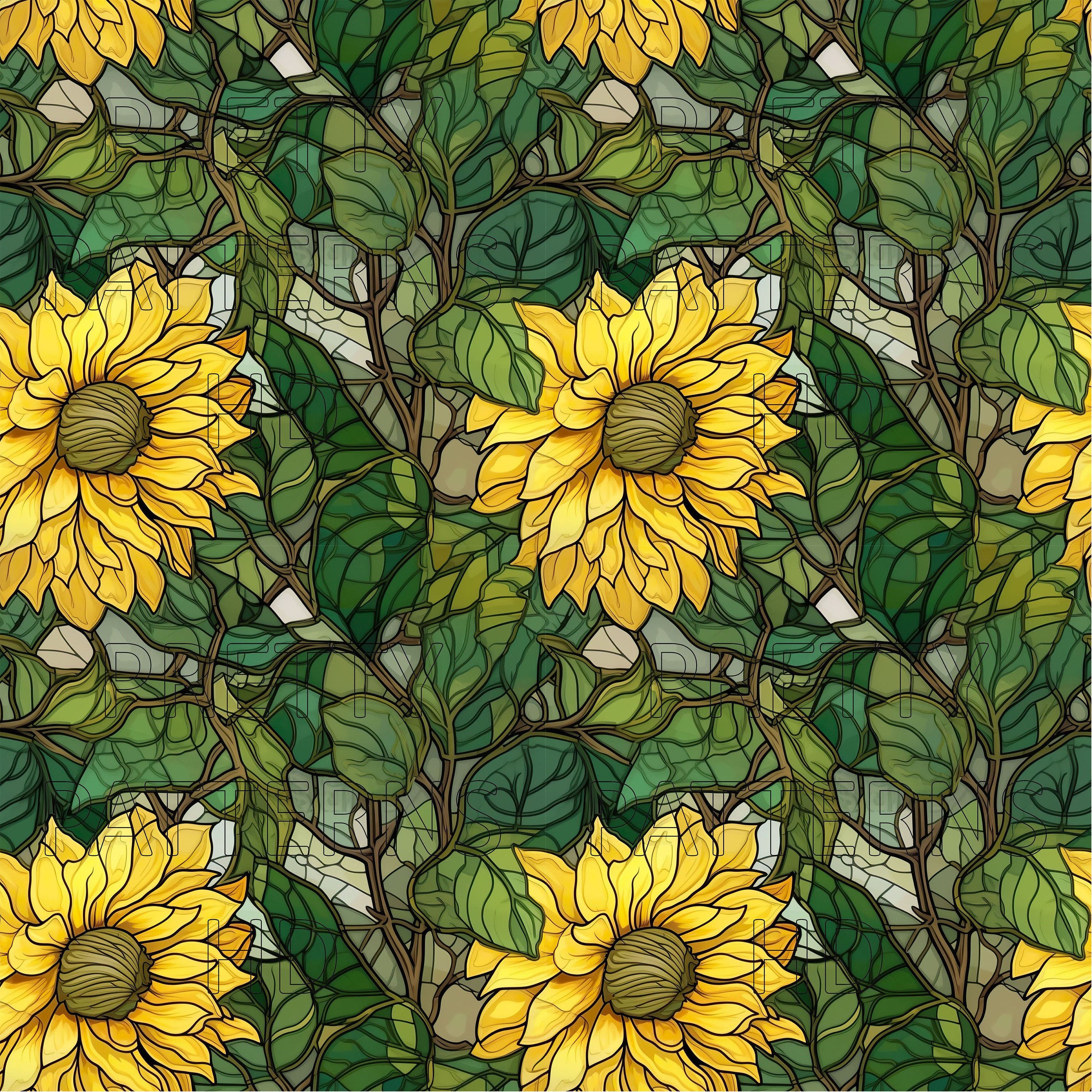 SG Sunflower #1 - 4 Printable Scrapbook Sheets - Continuous Seamless ...