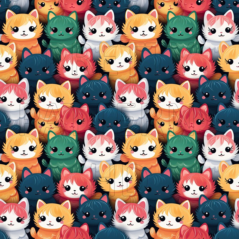 Cats #6 - 8 Printable Scrapbook Sheets - Seamless Tileable - Digital ...