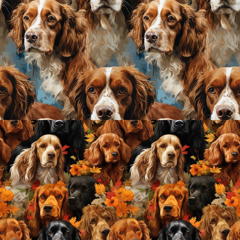 Cocker Spaniel #2 - 8 Adorable Printable Scrapbook Sheets - Seamless ...