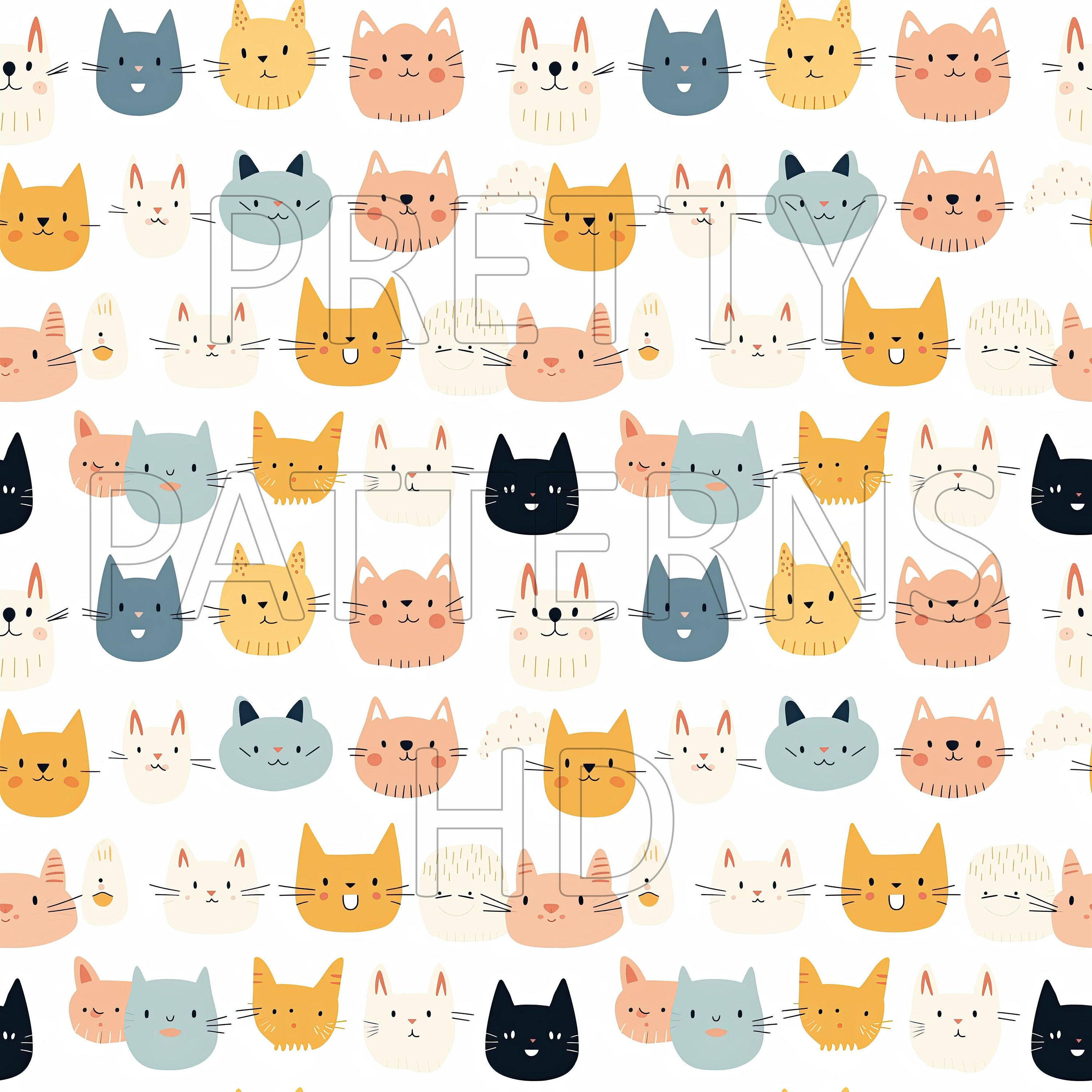 Cats #19 - 8 Printable Scrapbook Sheets - Seamless Tileable - Digital ...