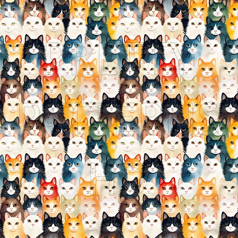 Cats #13 - 8 Printable Scrapbook Sheets - Seamless Tileable - Digital ...