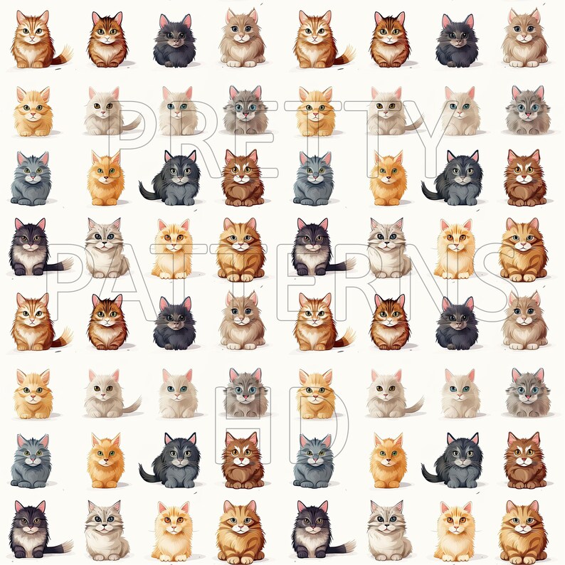 Cats 2 8 Printable Scrapbook Sheets Seamless Tileable Digital ...