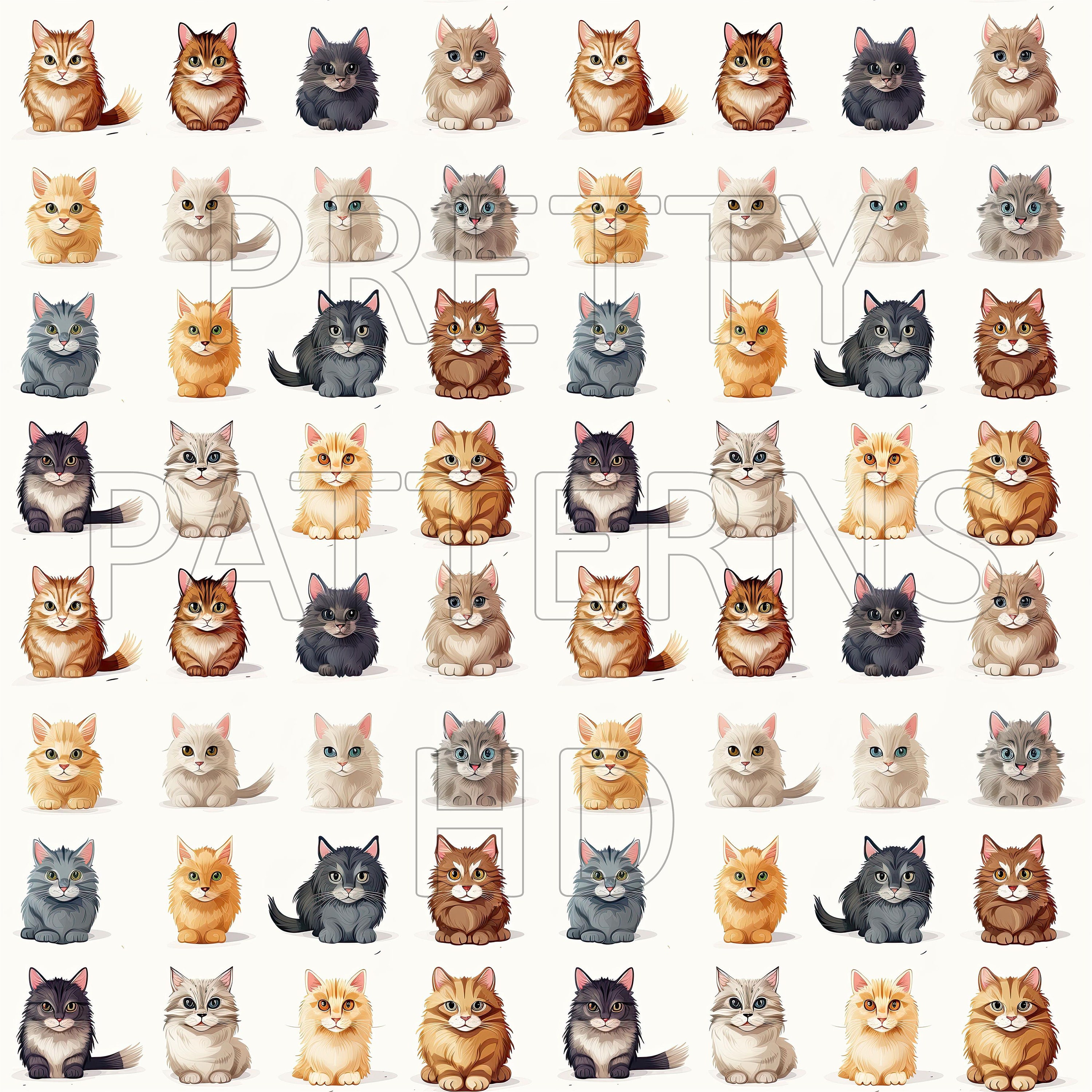 Cats 2 8 Printable Scrapbook Sheets Seamless Tileable Digital ...