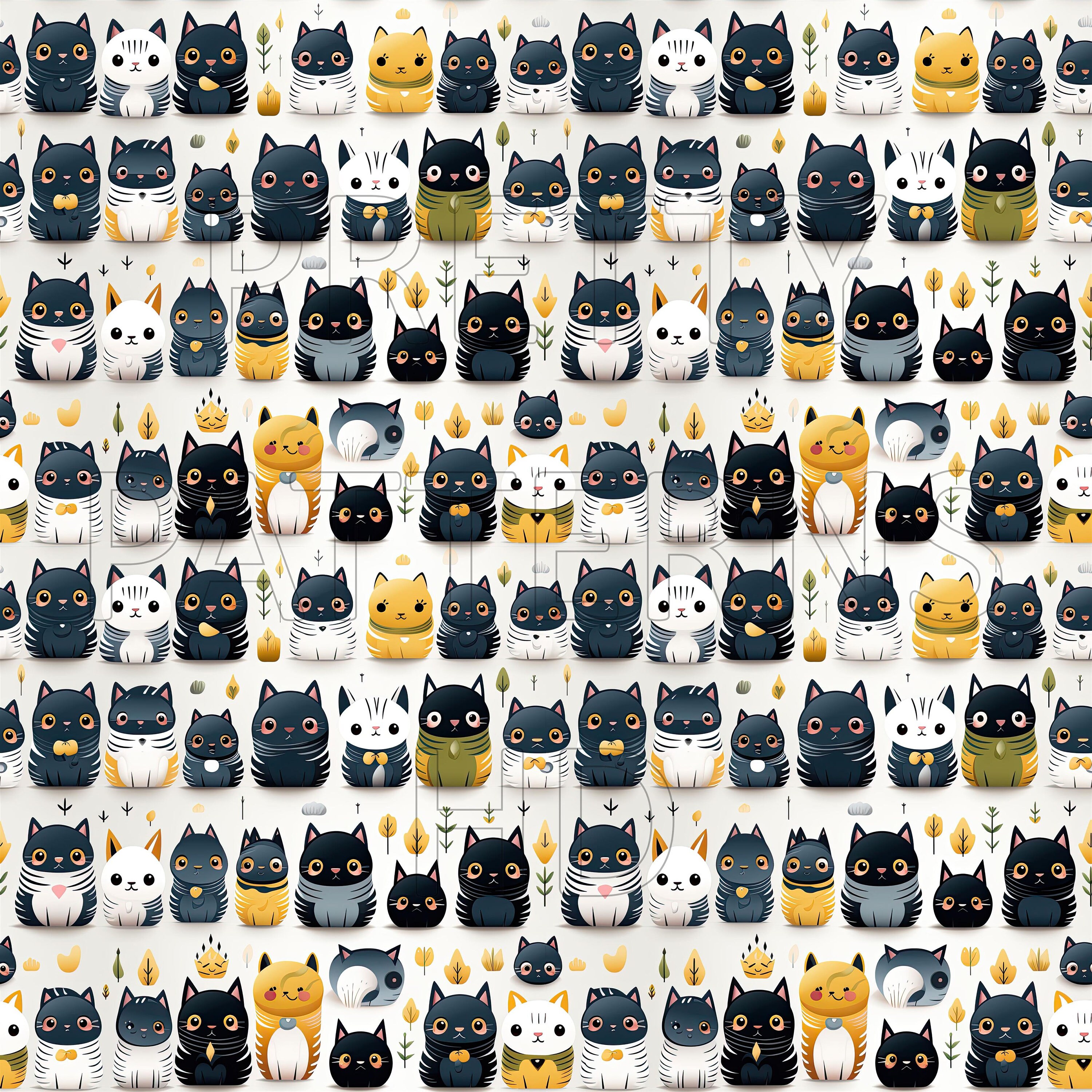 Cats #11 - 8 Printable Scrapbook Sheets - Seamless Tileable - Digital ...