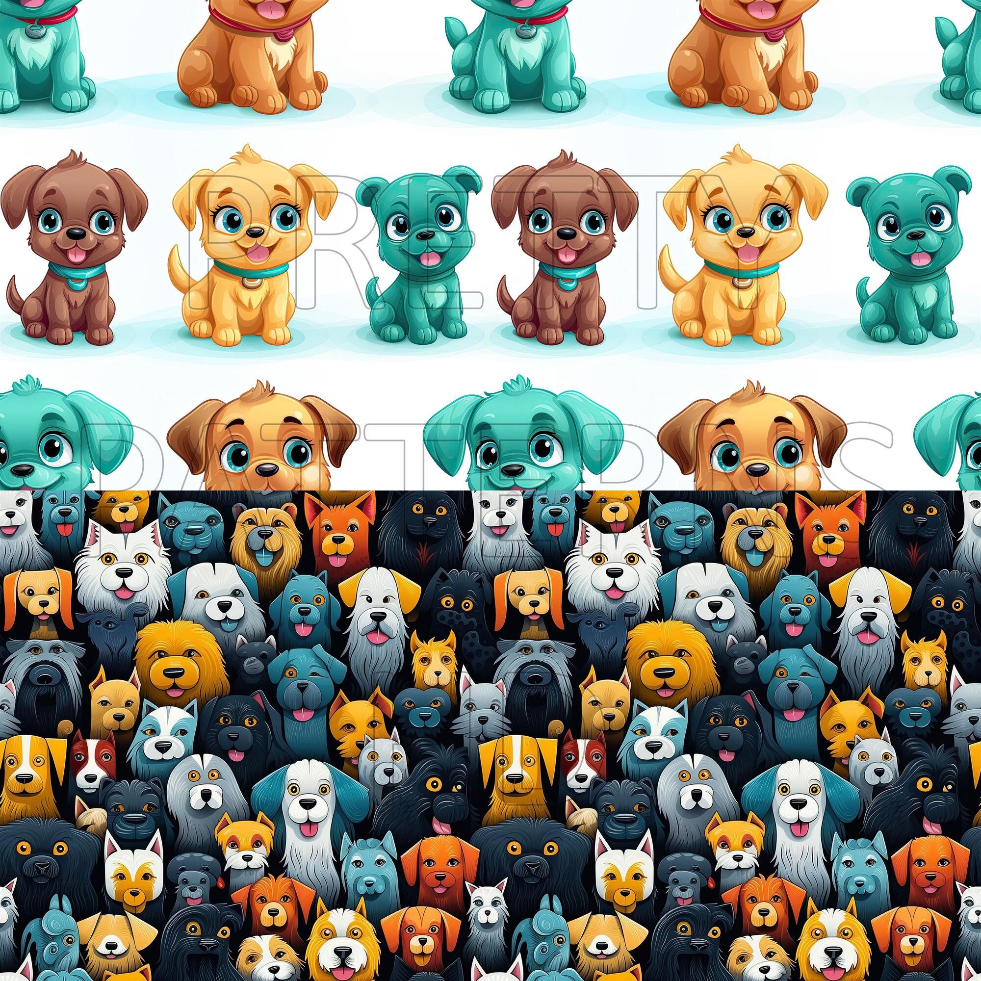 Cute Dogs #8 - 8 Printable Scrapbook Sheets - Seamless Tileable ...