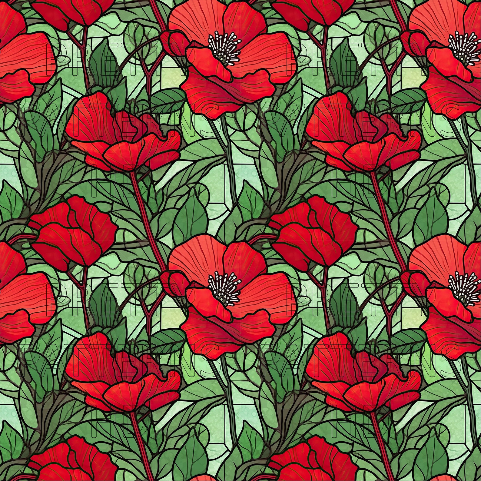 SG Poppy #1 - 4 Printable Scrapbook Sheets - Continuous Seamless ...