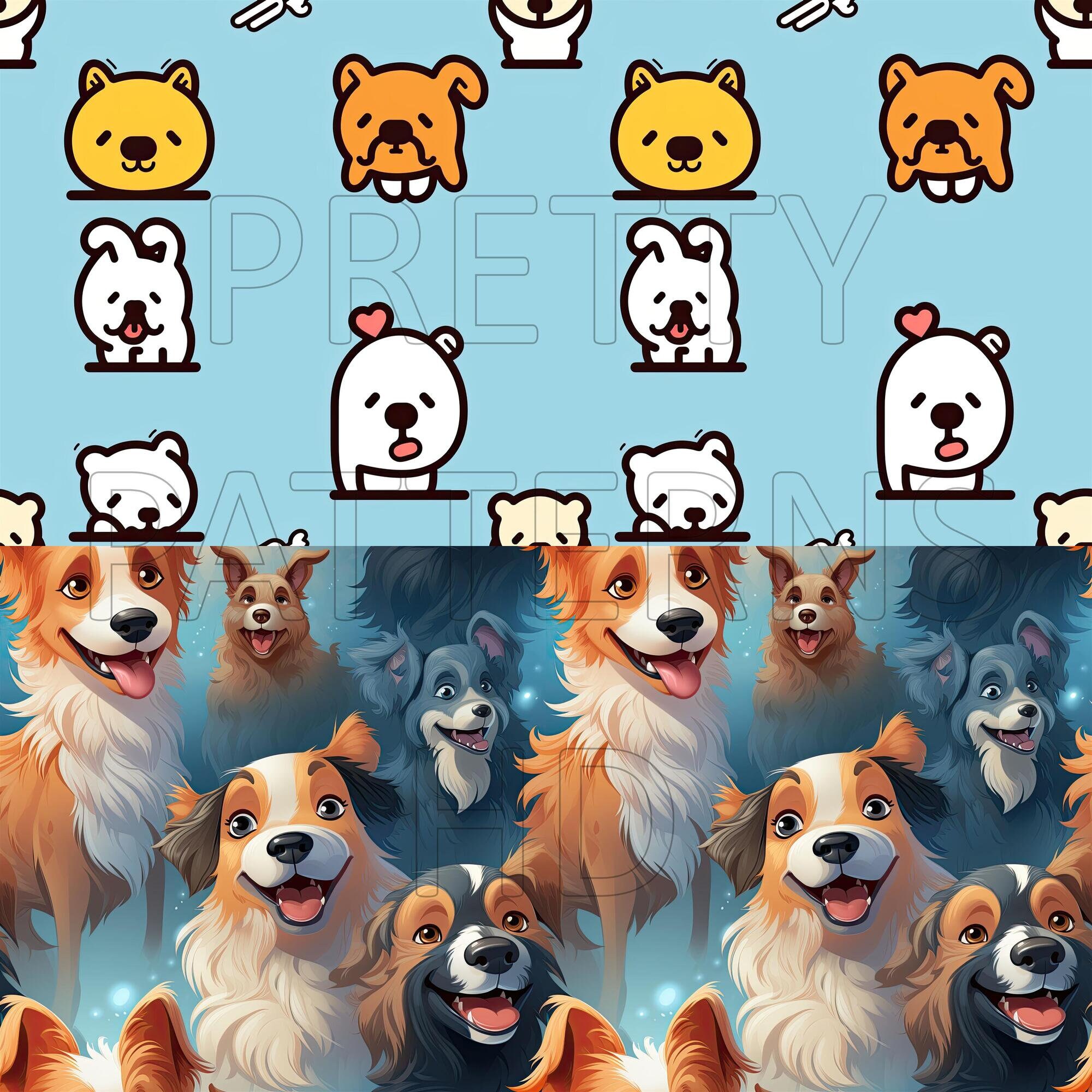Cute Dogs 1 8 Printable Scrapbook Sheets Seamless Tileable Digital ...
