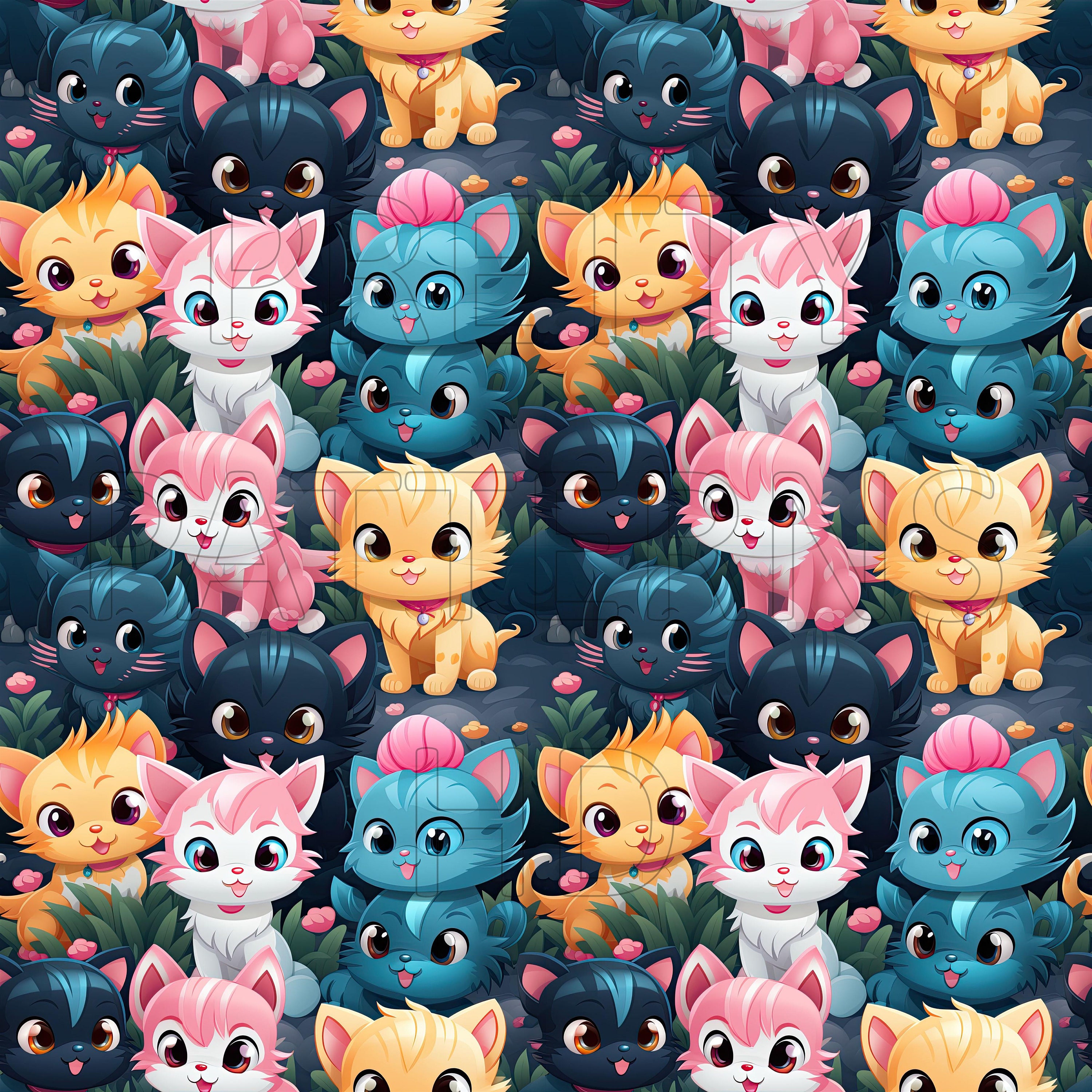 Cats #18 - 8 Printable Scrapbook Sheets - Seamless Tileable - Digital ...