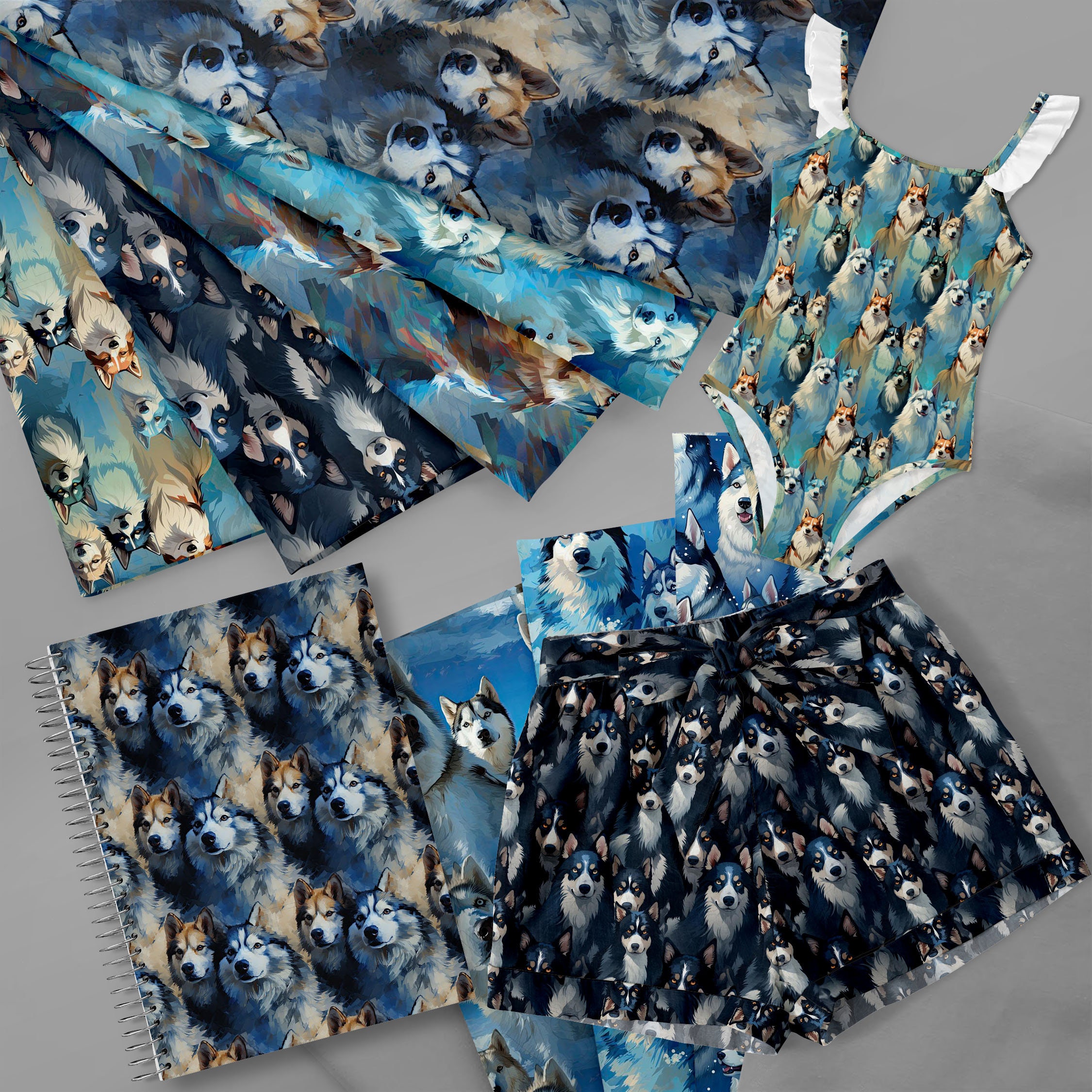 Dog Breeds Siberian Husky #2-8 Printable Scrapbook Sheets-seamless ...