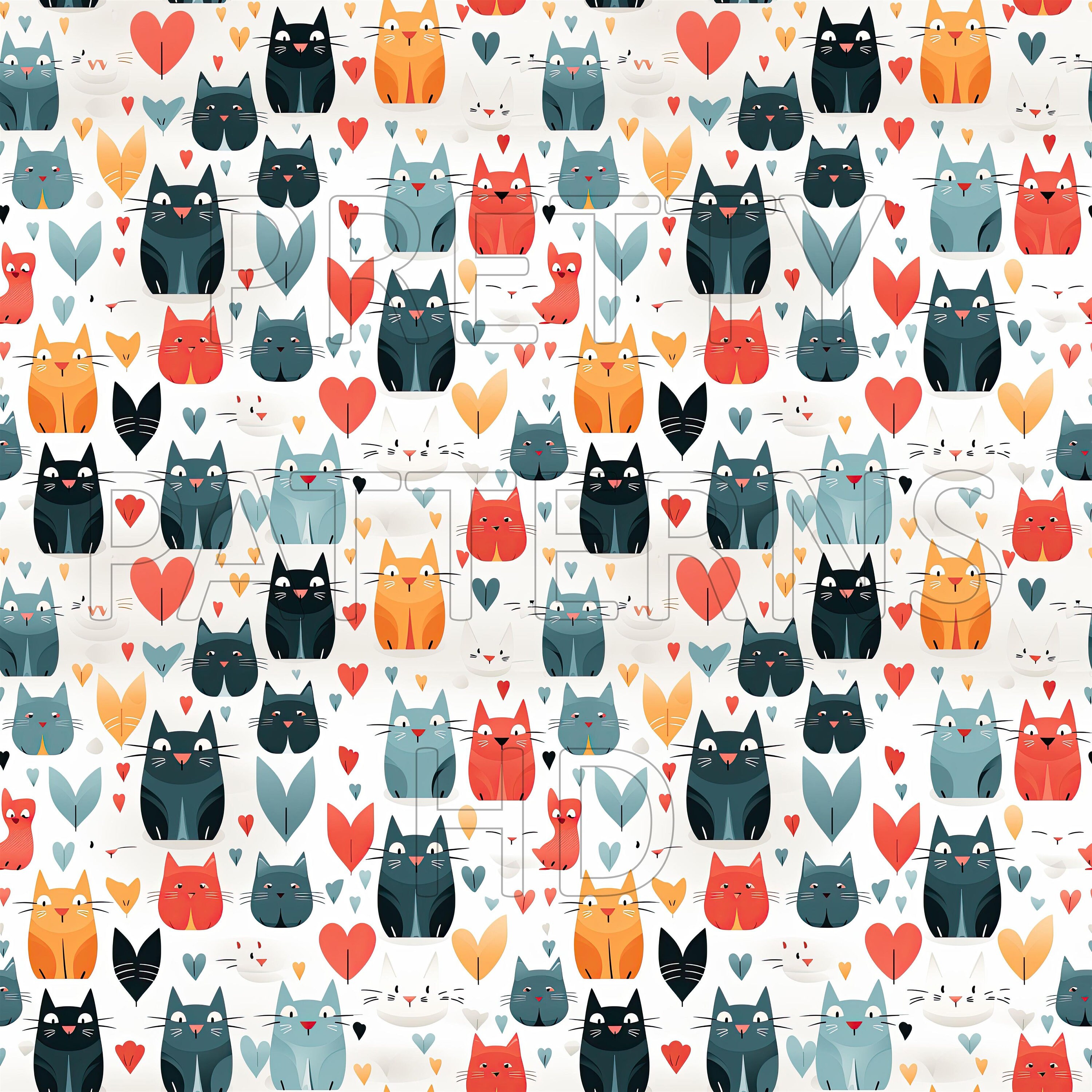 Cats #18 - 8 Printable Scrapbook Sheets - Seamless Tileable - Digital ...