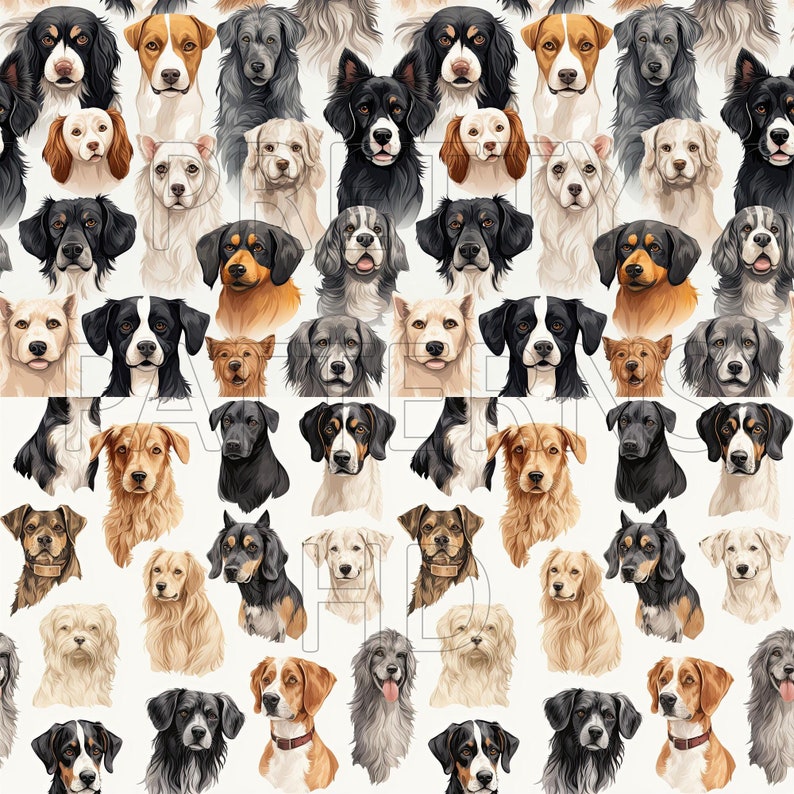 Cute Dogs #17 - 8 Printable Scrapbook Sheets - Seamless Tileable ...