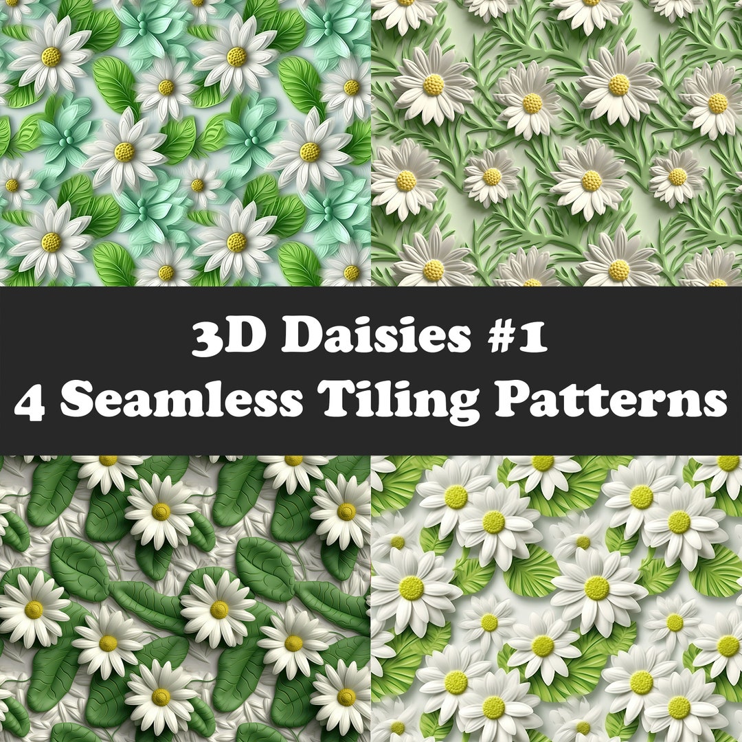 3D Daisies - 4 Printable Scrapbook Sheets - Continuous Seamless ...