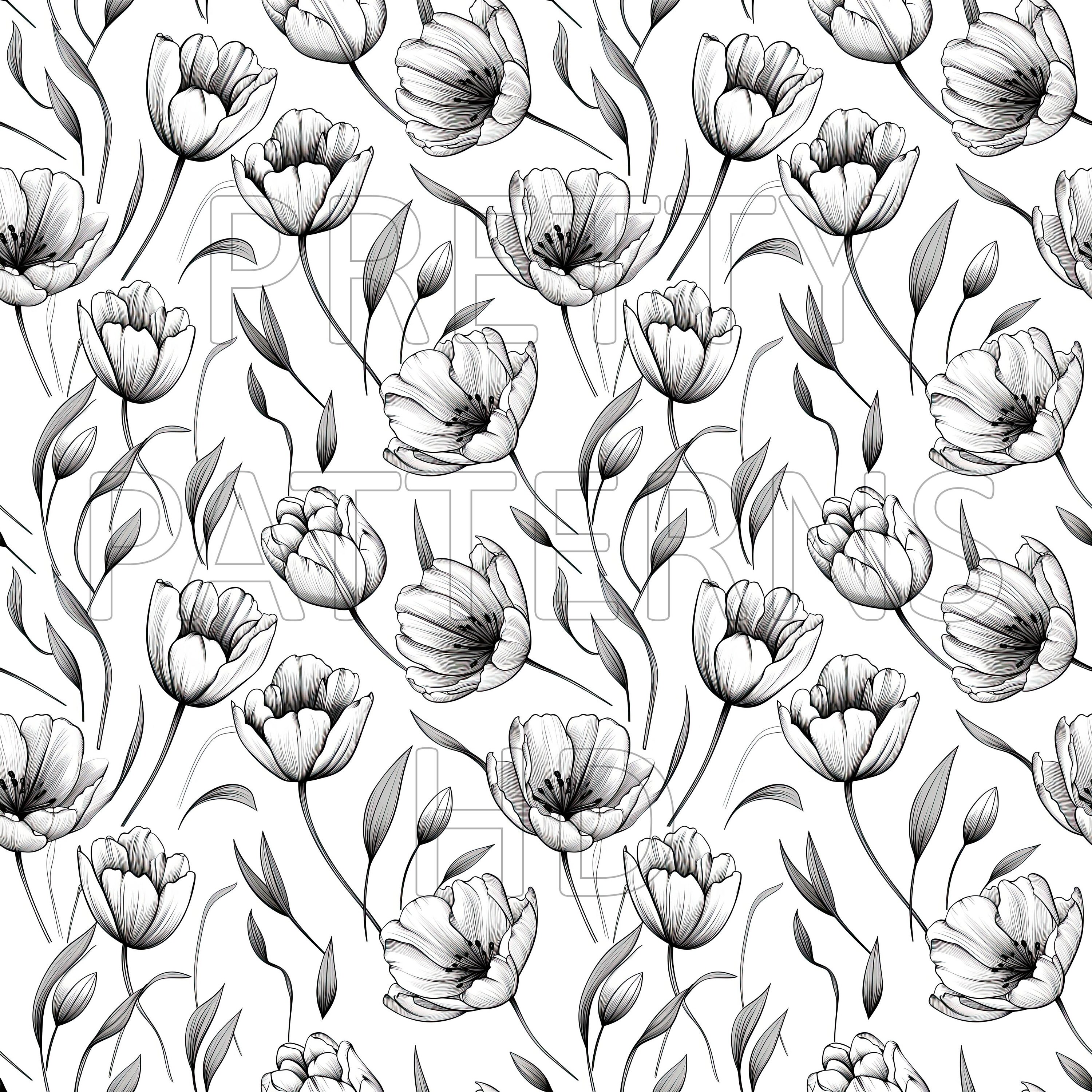 Black & White Tulips 1 8 Printable Scrapbook Sheets - Etsy