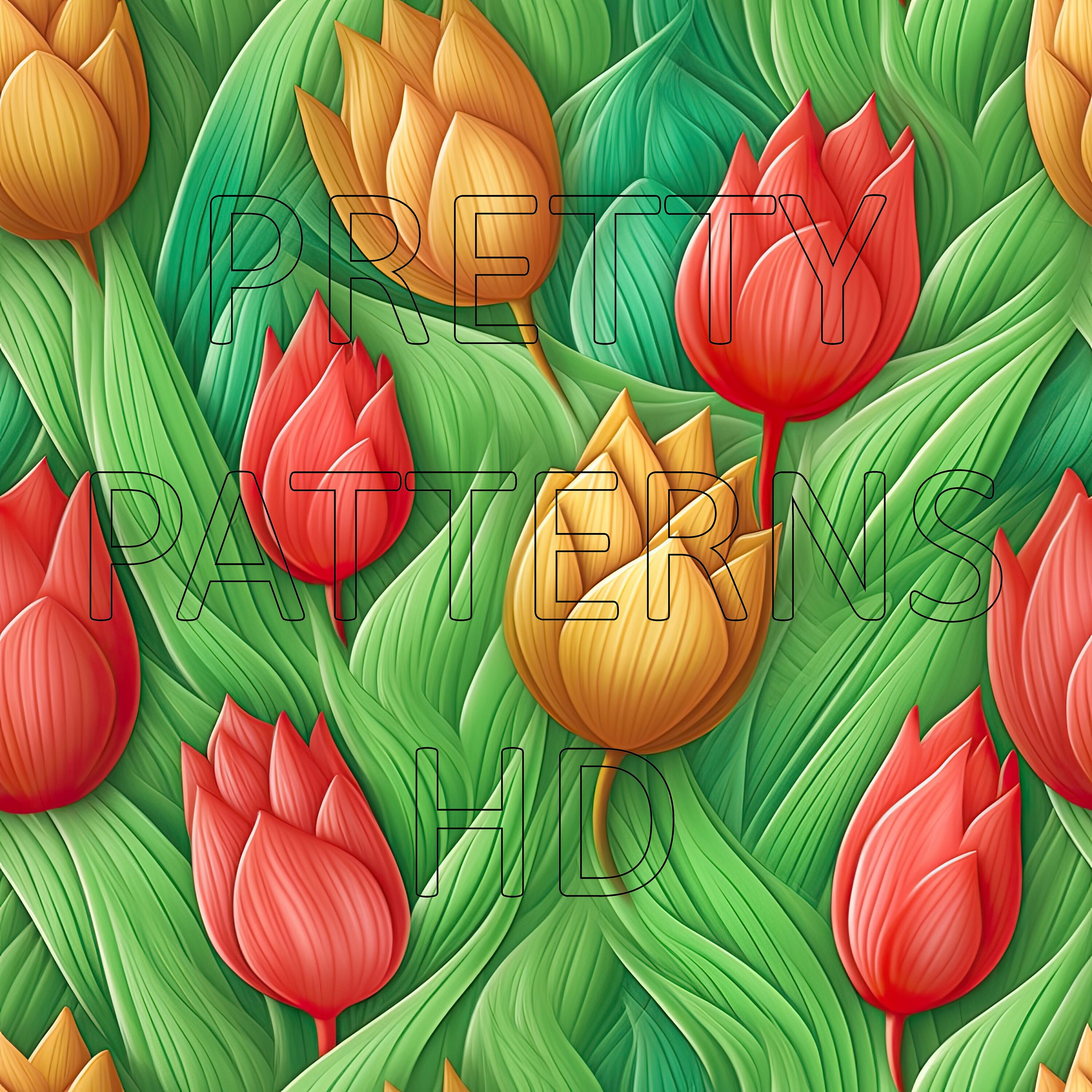 3D Tulips & Marigold - 4 Printable Scrapbook Sheets - Continuous ...