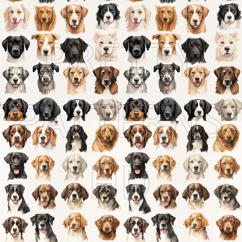 Cute Dogs #2 - 8 Printable Scrapbook Sheets - Seamless Tileable ...