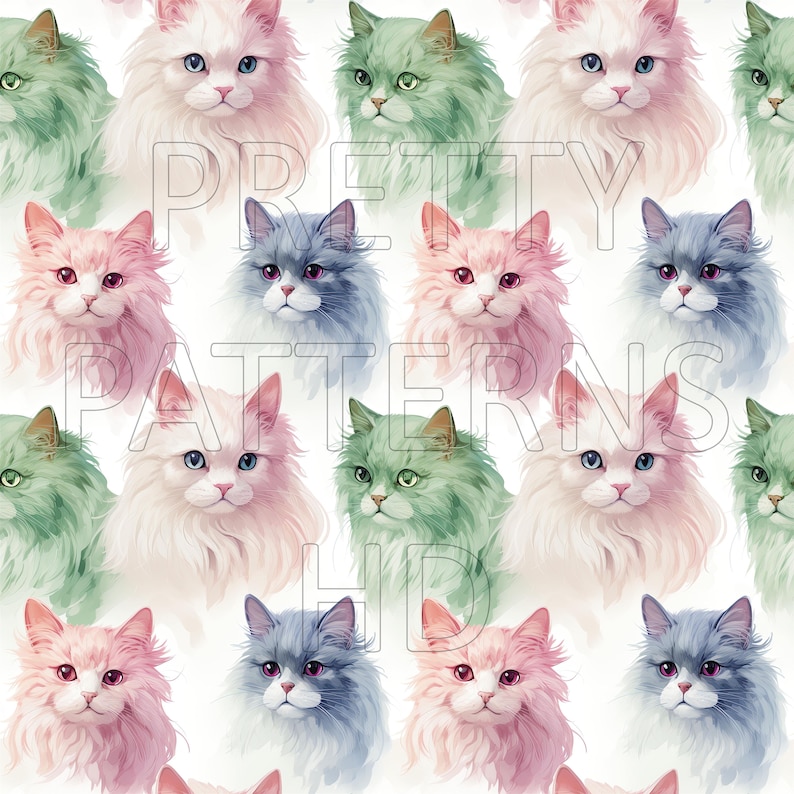 Cats #20 - 8 Printable Scrapbook Sheets - Seamless Tileable - Digital ...