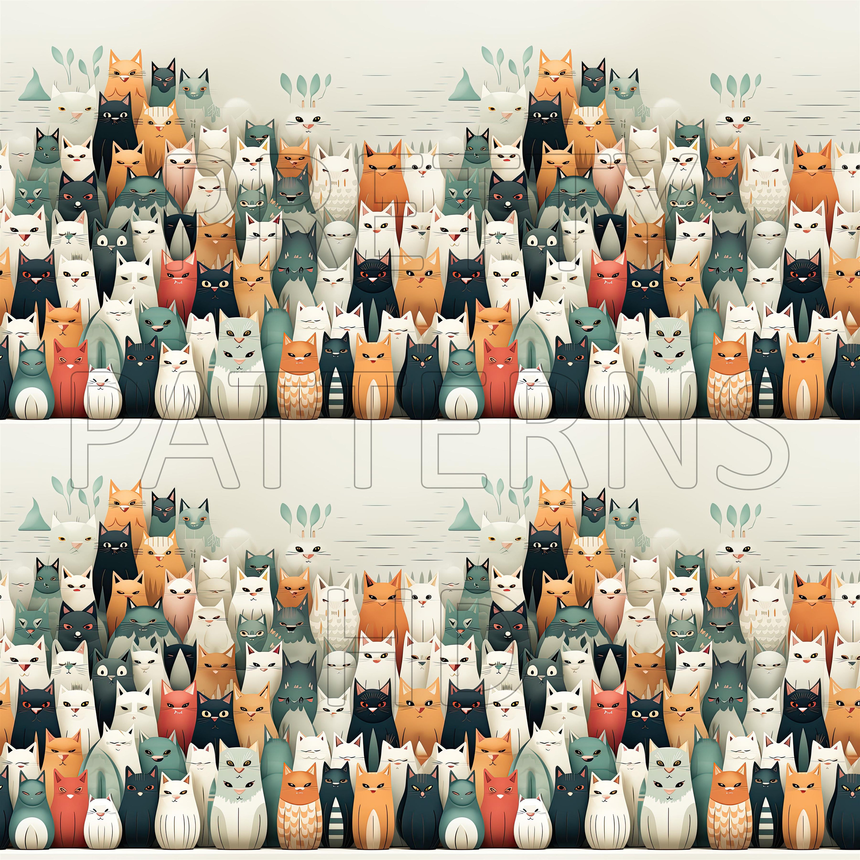 Cats 9 8 Printable Scrapbook Sheets Seamless Tileable Digital ...