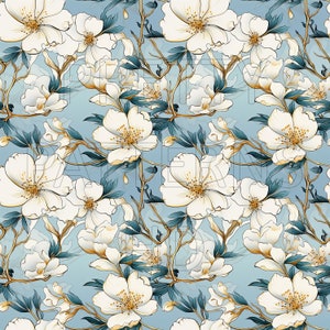 Lineart Watercolor Jasmine #2 - 8 Printable Scrapbook Sheets - Seamless ...