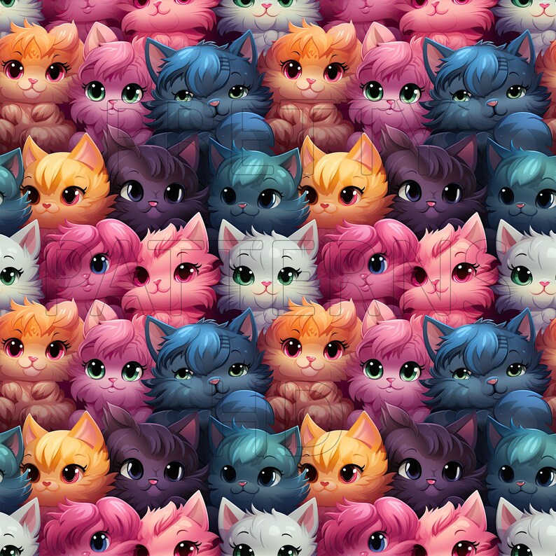 Cats 5 8 Printable Scrapbook Sheets Seamless Tileable Digital ...