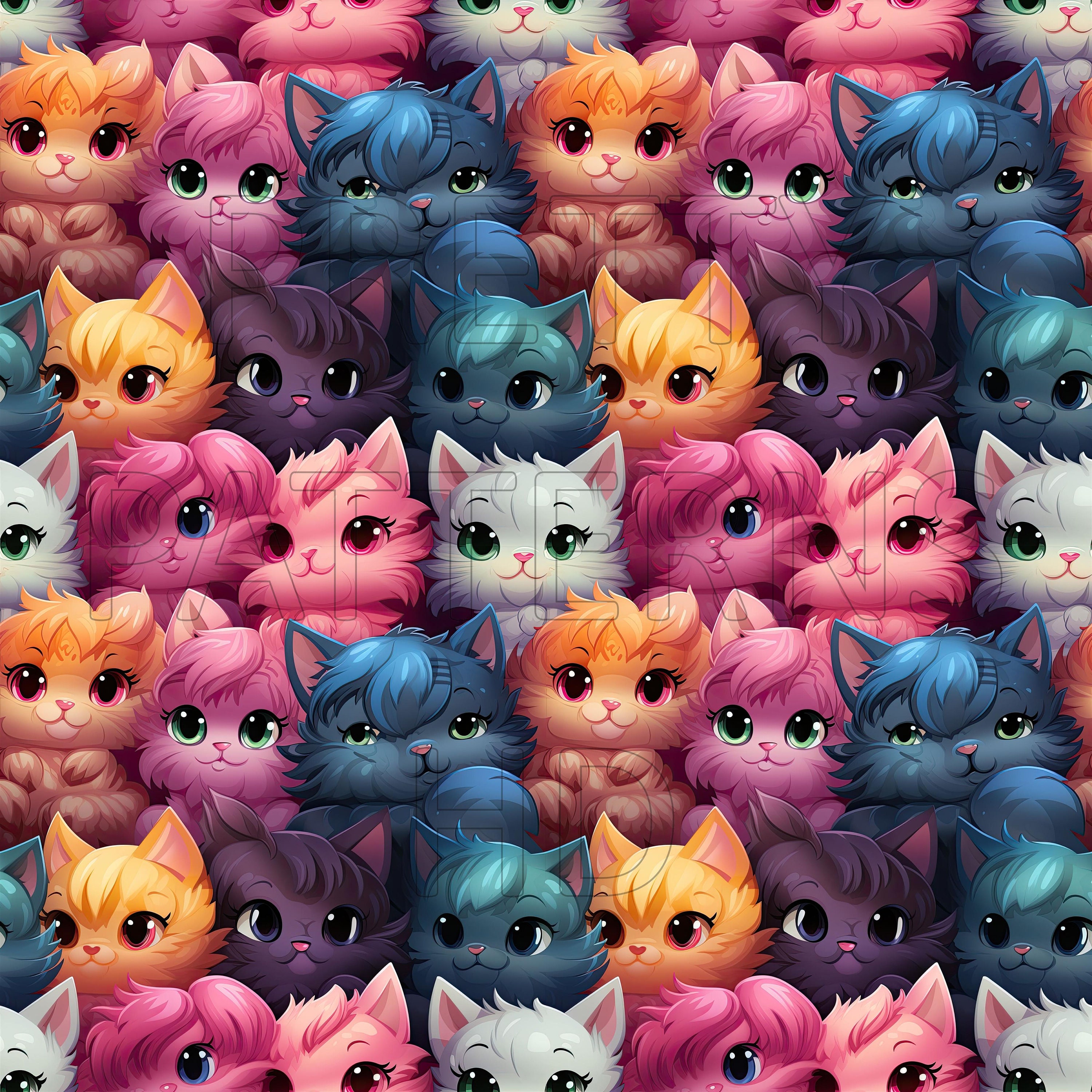 Cats 5 8 Printable Scrapbook Sheets Seamless Tileable Digital ...