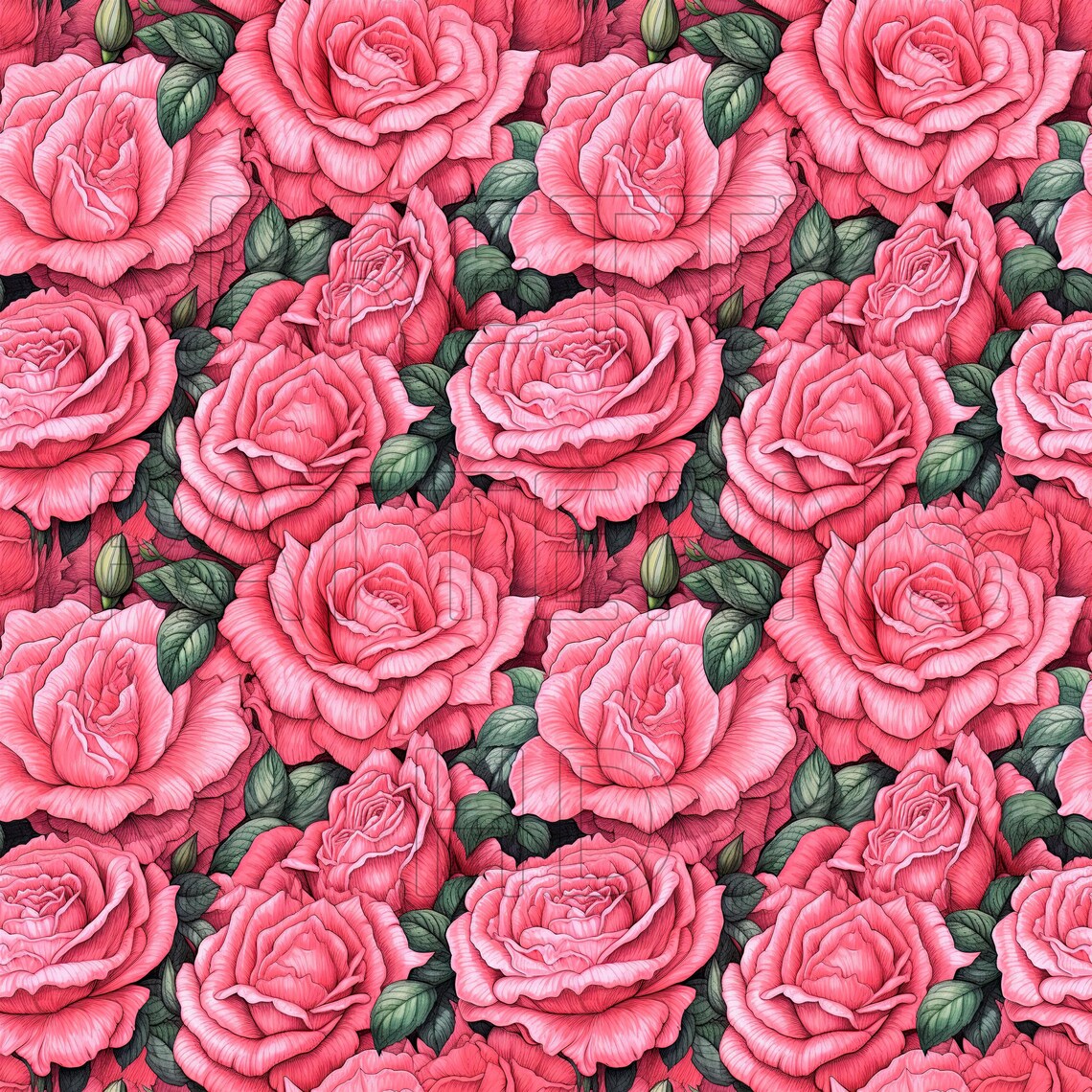 Illustrated Roses Pink 2 8 Printable Scrapbook Sheets - Etsy