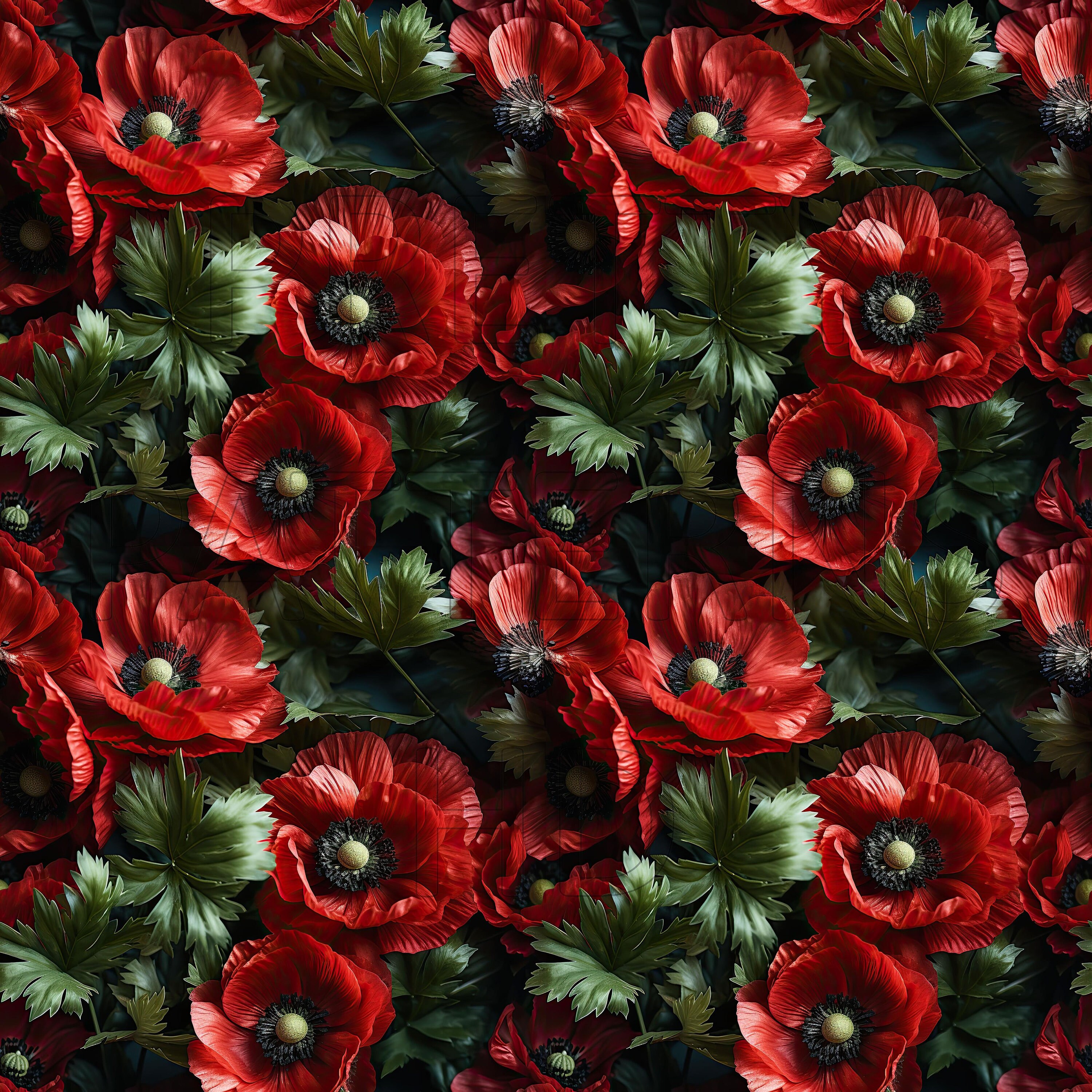 Hyper Realistic Poppies #1 - 8 Printable Scrapbook Sheets - Seamless ...