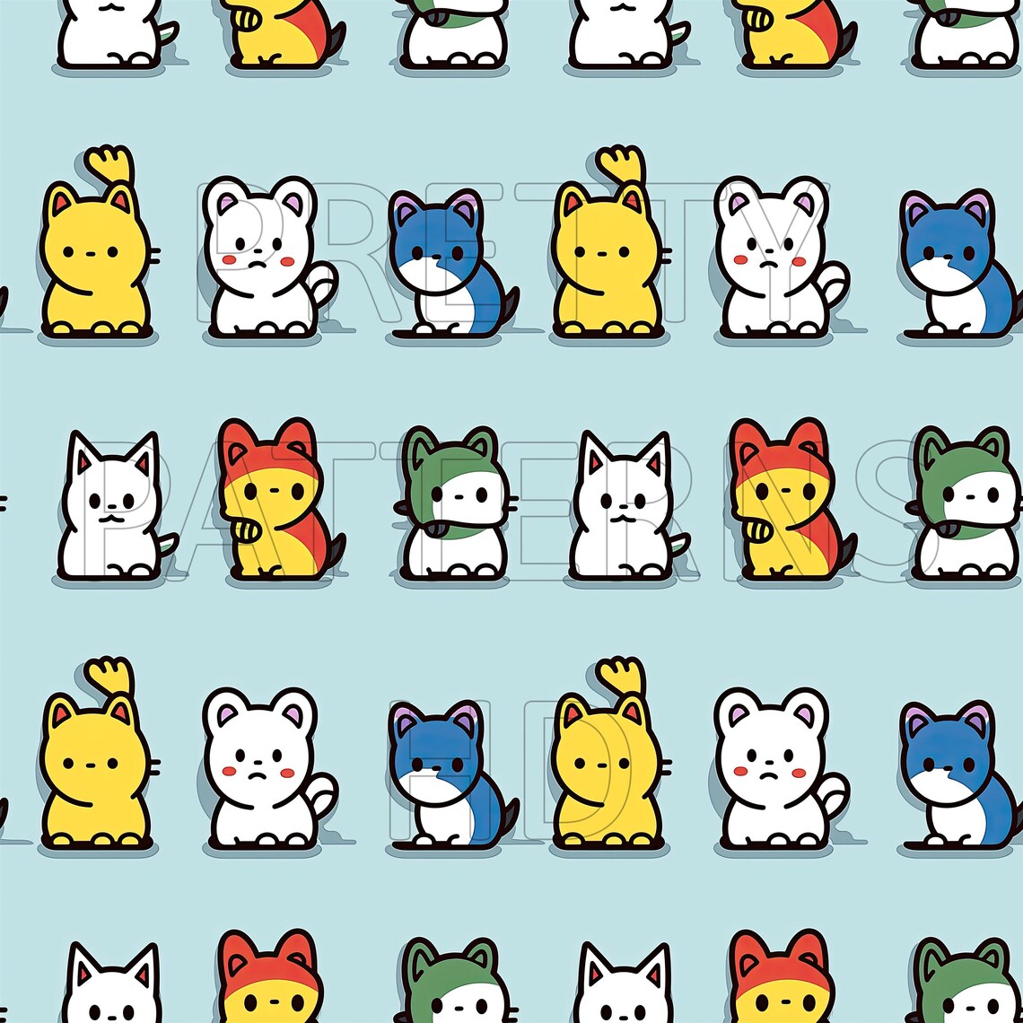 Cats #2 - 8 Printable Scrapbook Sheets - Seamless Tileable - Digital ...
