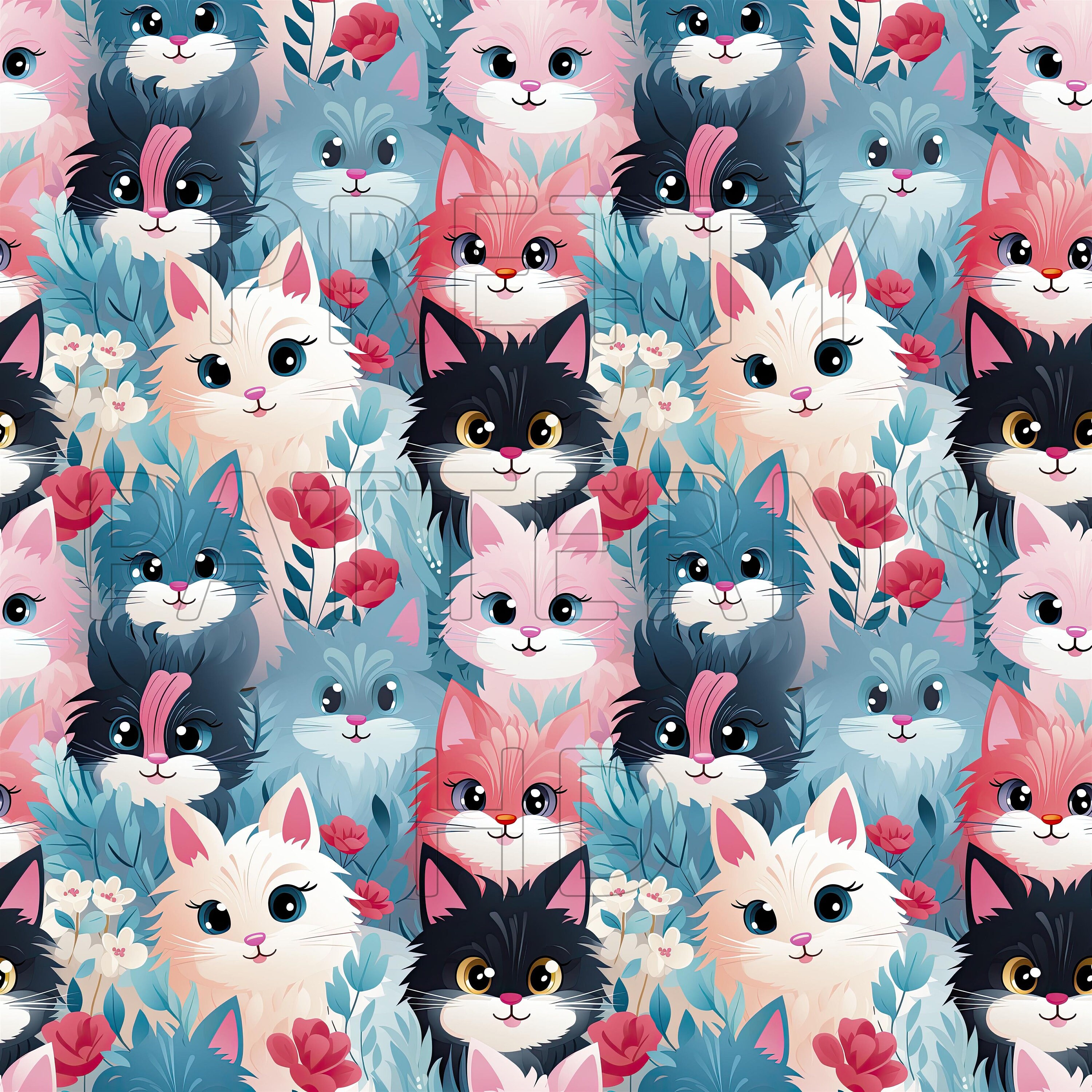 Cats #5 - 8 Printable Scrapbook Sheets - Seamless Tileable - Digital ...