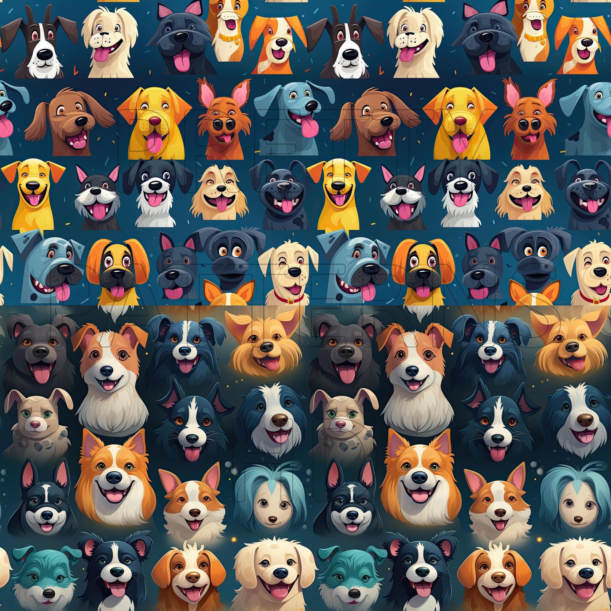 Cute Dogs 2 8 Printable Scrapbook Sheets Seamless Tileable Digital ...