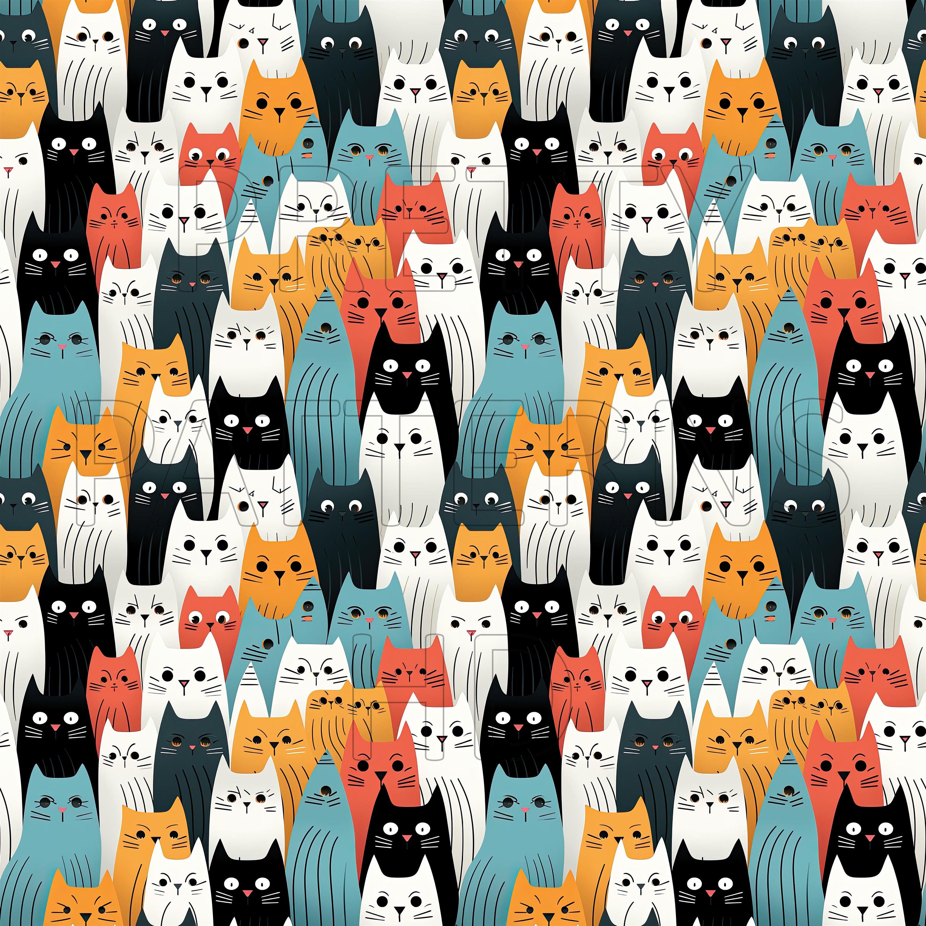 Cats #11 - 8 Printable Scrapbook Sheets - Seamless Tileable - Digital ...