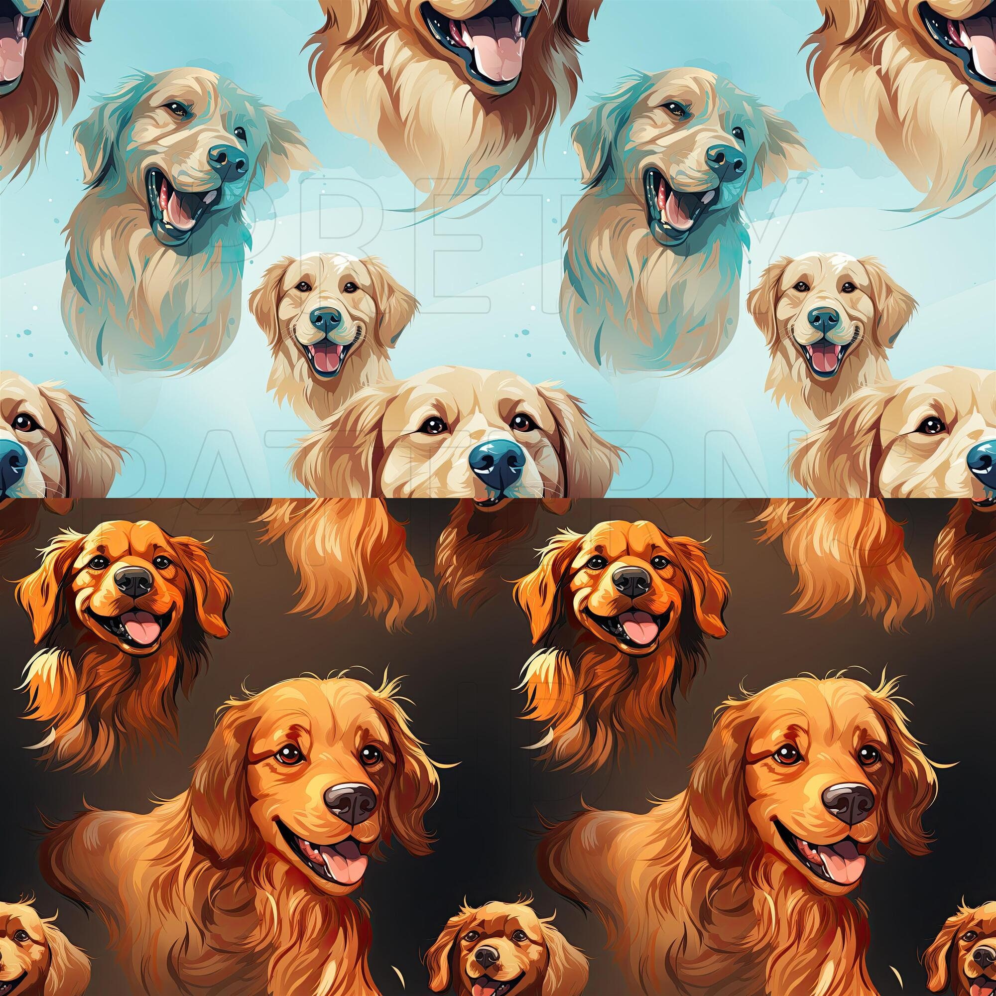 Dog Breeds Golden Retriever 1 8 Printable Scrapbook Sheets-seamless ...