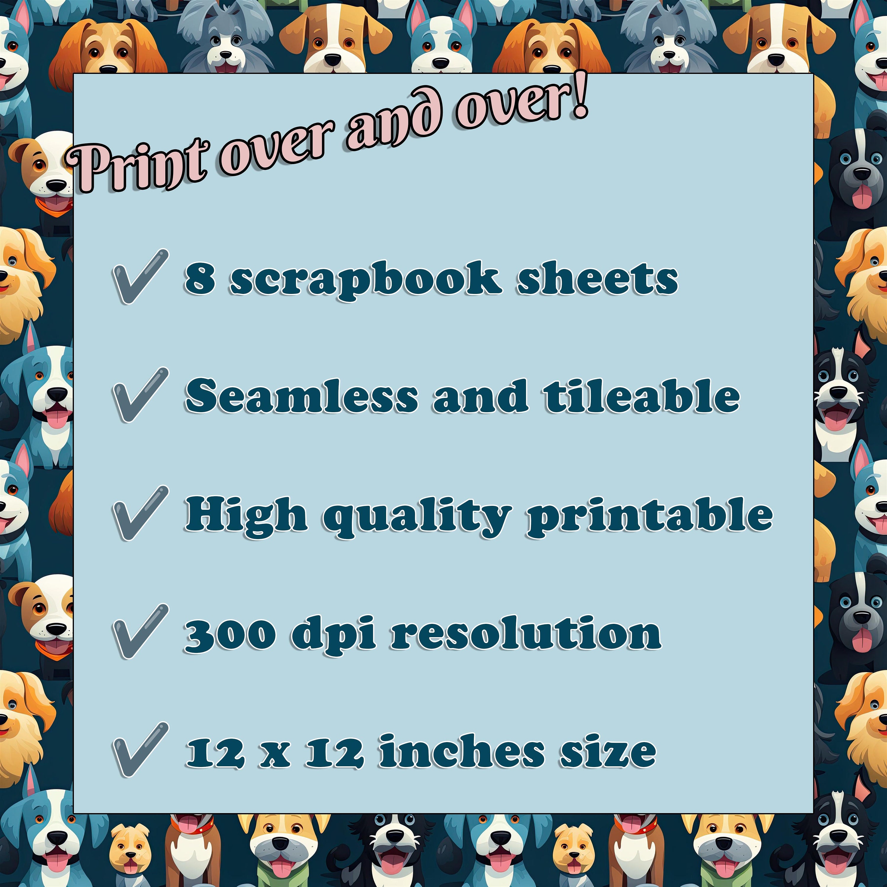 Cute Dogs 17 8 Printable Scrapbook Sheets Seamless Tileable Digital ...