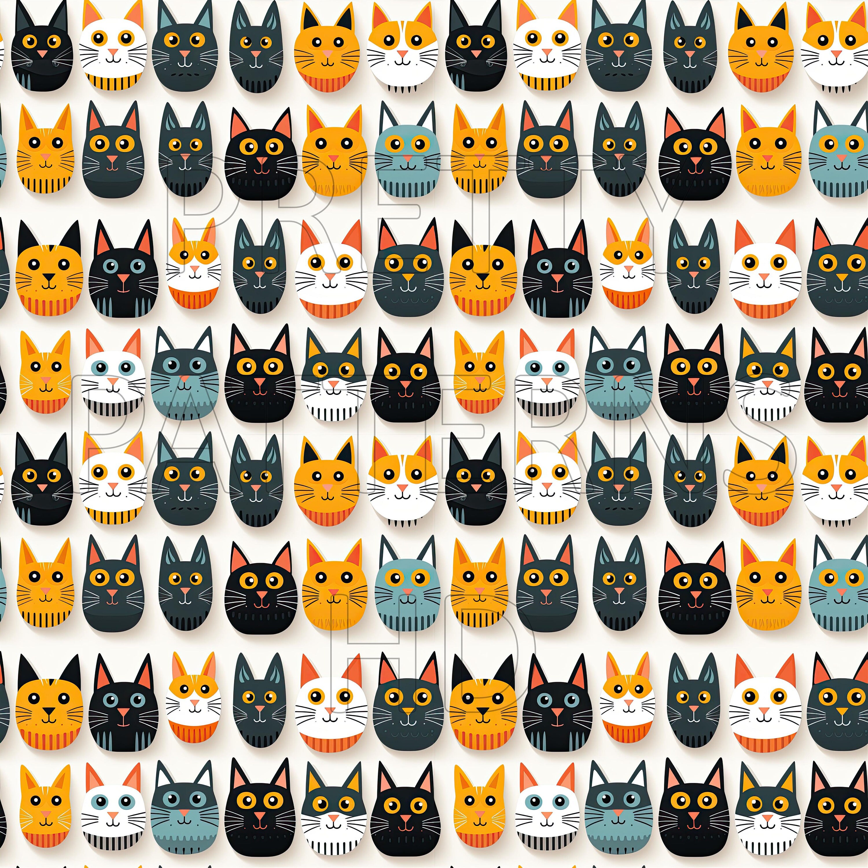 Cats #20 - 8 Printable Scrapbook Sheets - Seamless Tileable - Digital ...
