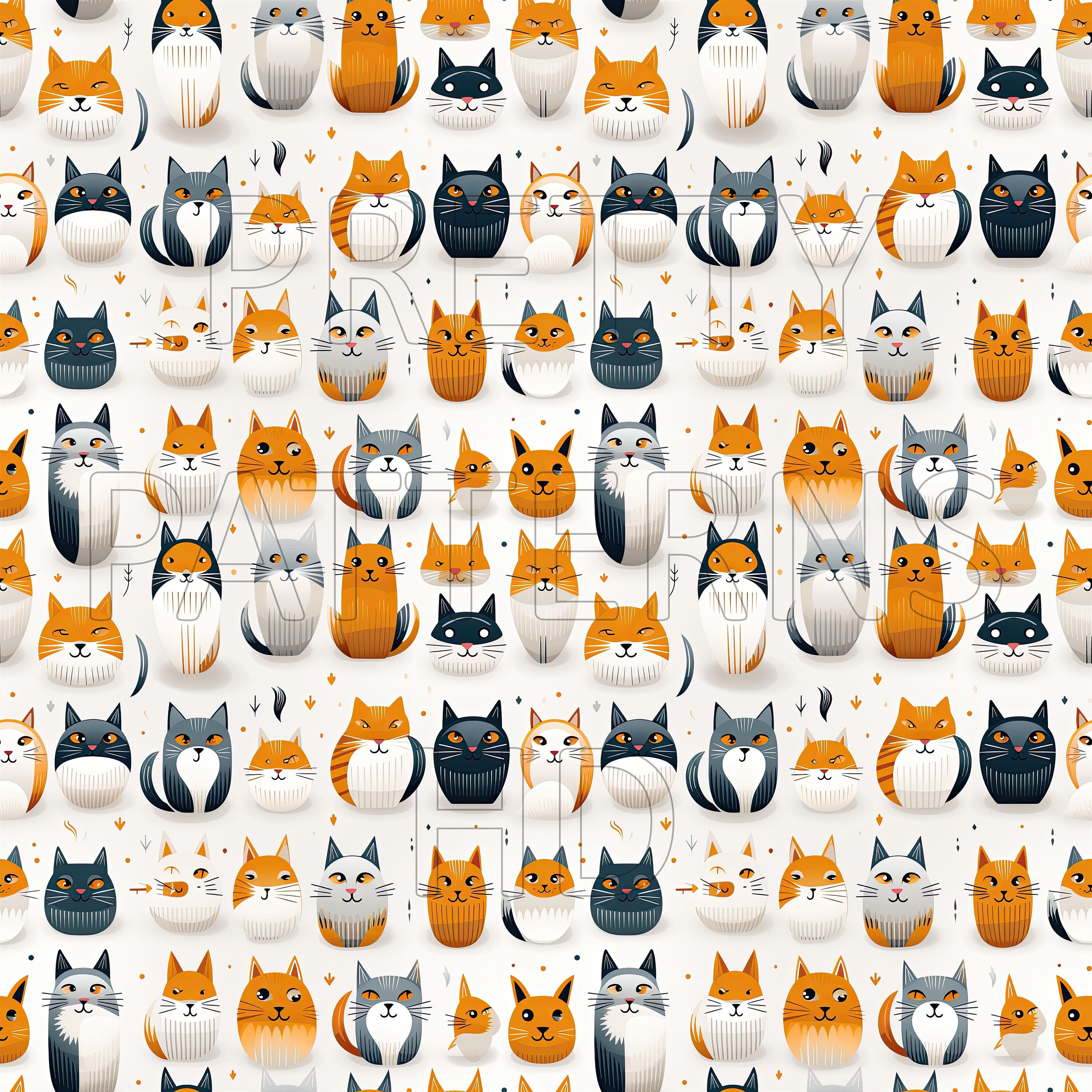 Cats #13 - 8 Printable Scrapbook Sheets - Seamless Tileable - Digital ...