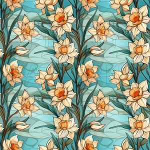 Lineart Watercolor Daffodils #1 - 8 Printable Scrapbook Sheets ...