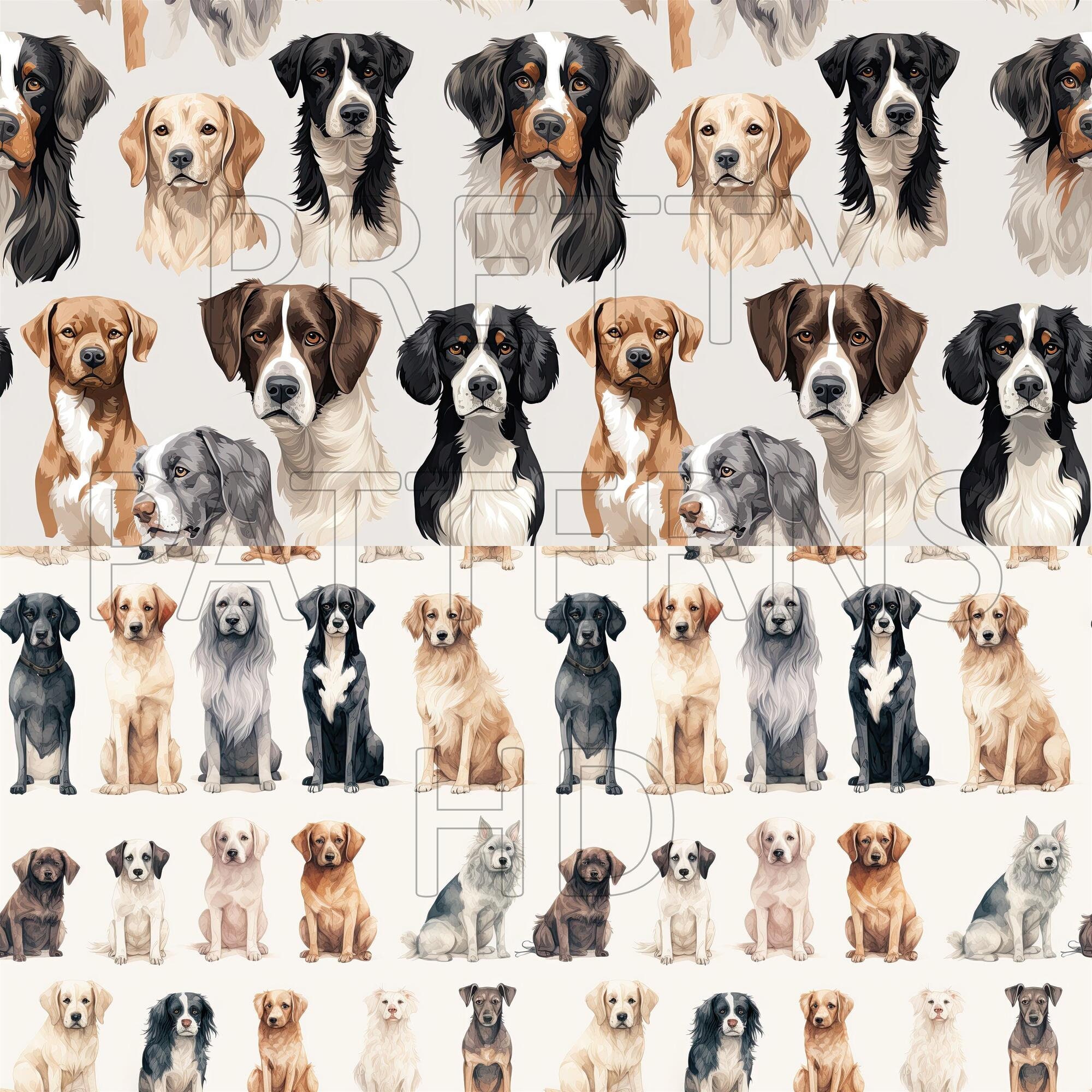 Cute Dogs #20 - 8 Printable Scrapbook Sheets - Seamless Tileable ...