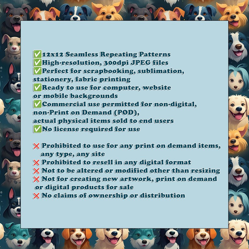 Cute Dogs #2 - 8 Printable Scrapbook Sheets - Seamless Tileable ...