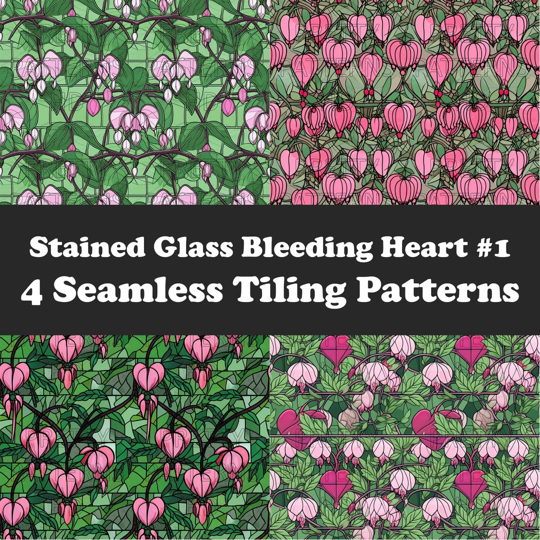 SG Bleeding Heart - 4 Printable Scrapbook Sheets - Continuous Seamless ...