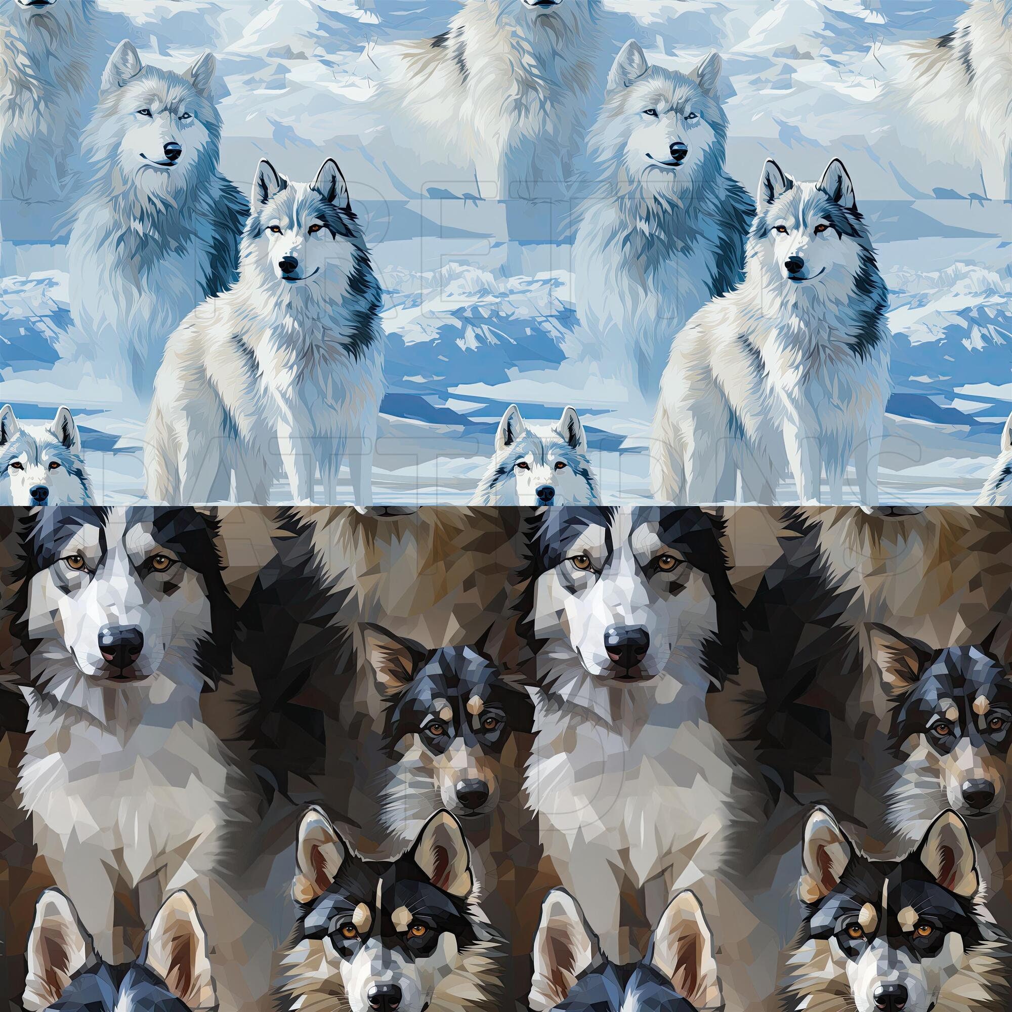 Dog Breeds Siberian Husky 1-8 Printable Scrapbook Sheets-seamless ...