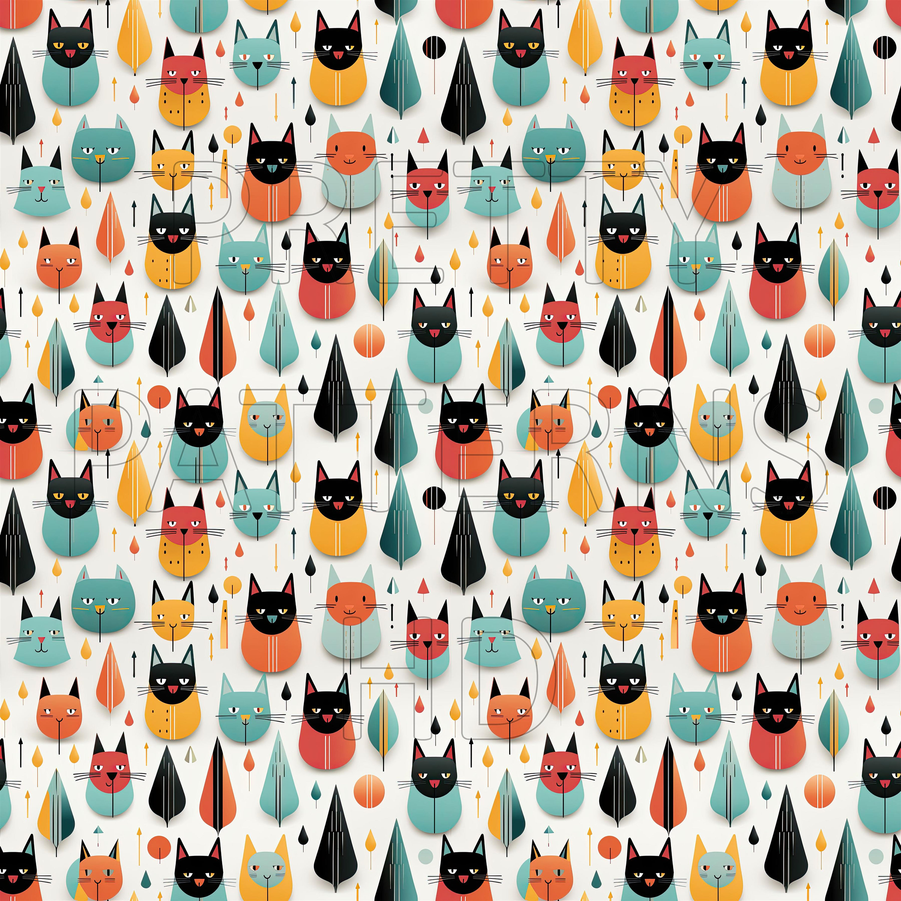 Cats #6 - 8 Printable Scrapbook Sheets - Seamless Tileable - Digital ...