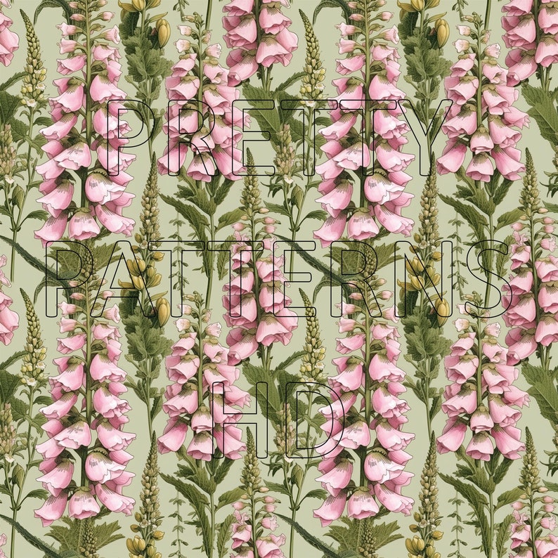 Illustrated Foxglove #2 - 8 Printable Scrapbook Sheets - Continuous ...