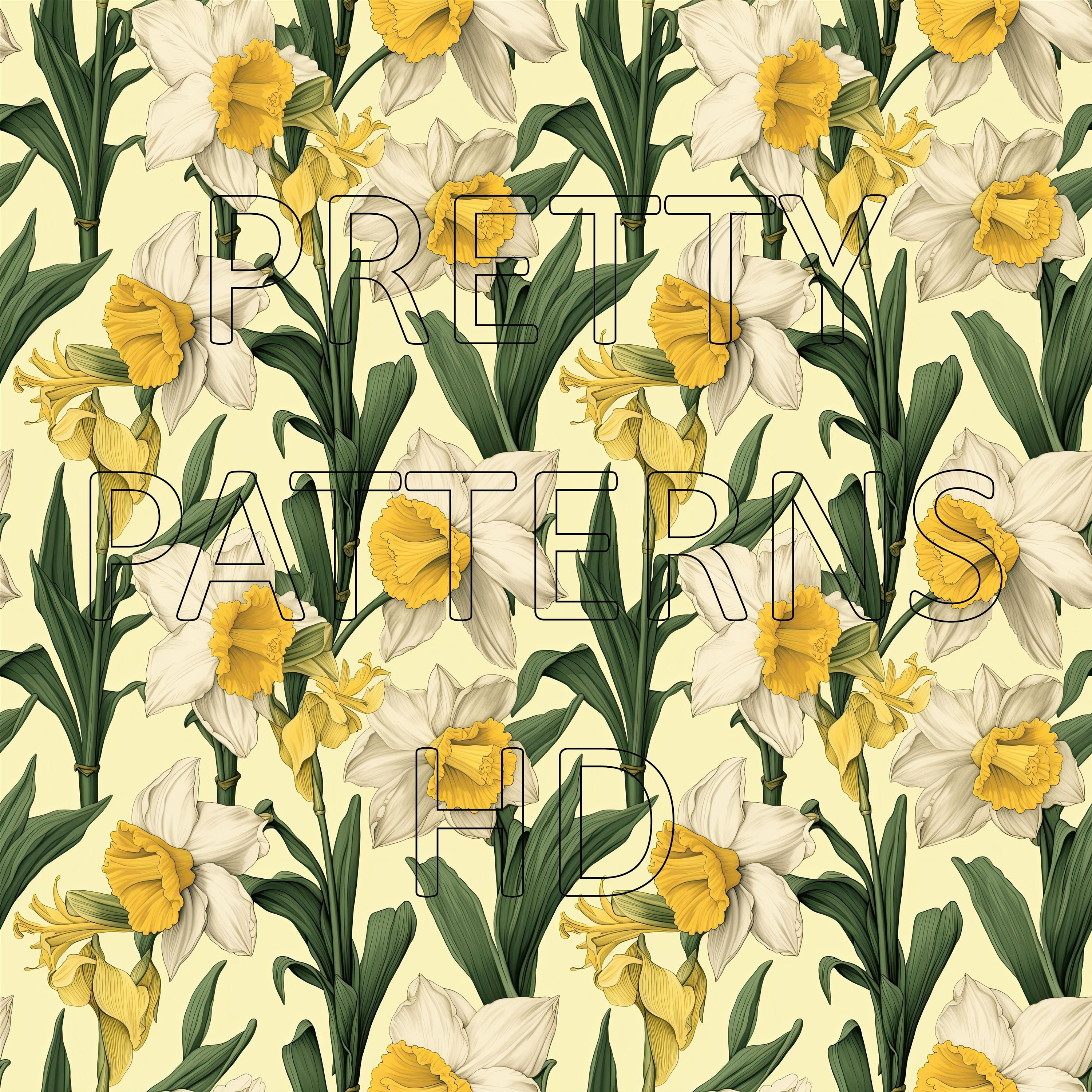 Illustrated Daffodils #1 - 8 Printable Scrapbook Sheets - Continuous ...